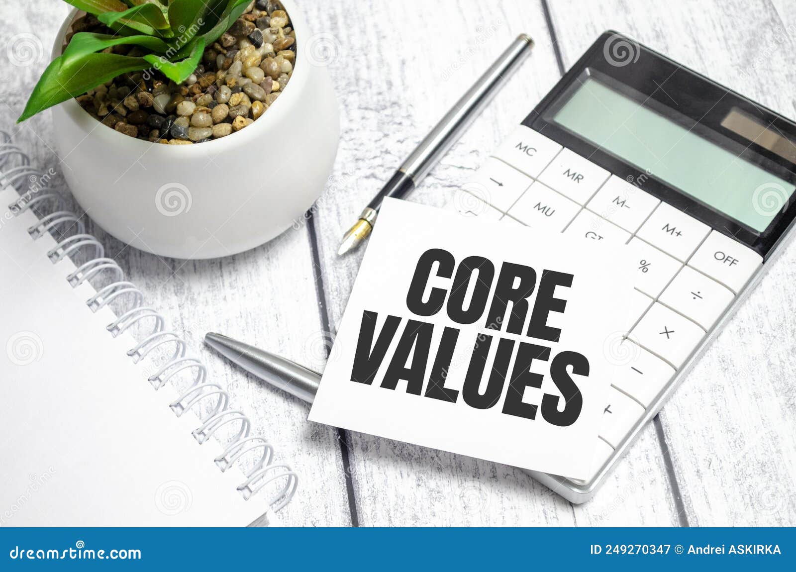 Core Values Written Words on Paper Notebook . Workplace Stock Image ...