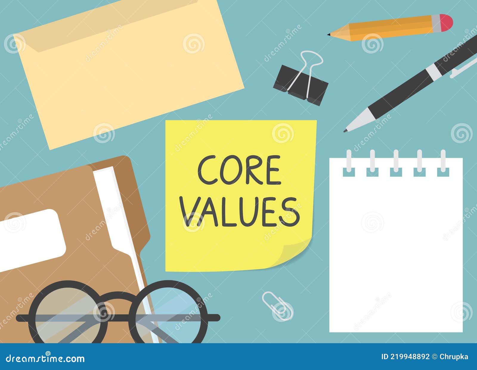Core Values Written on Yellow Sticky Note Stock Vector - Illustration ...