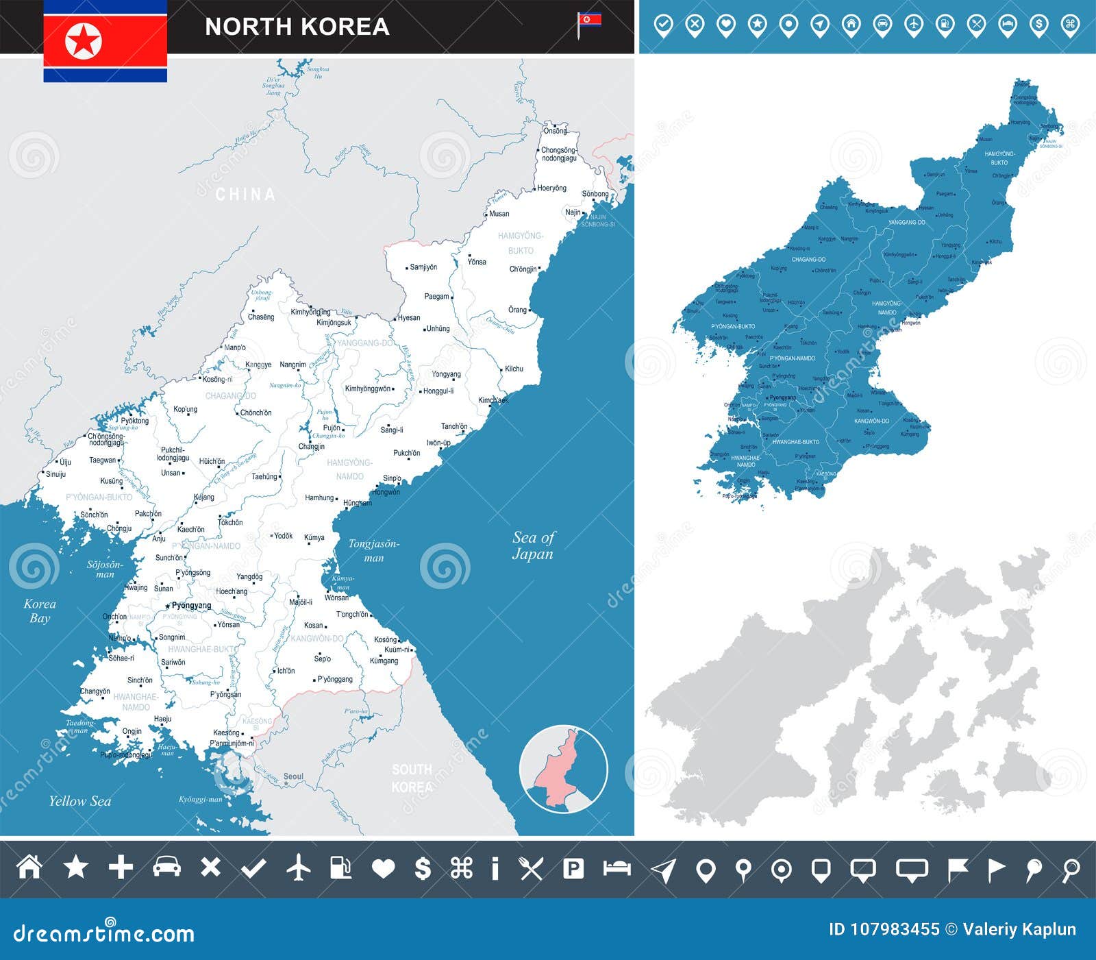 Corea Del Norte - Mapa Infographic - Ejemplo Detallado Del Vector Stock ...