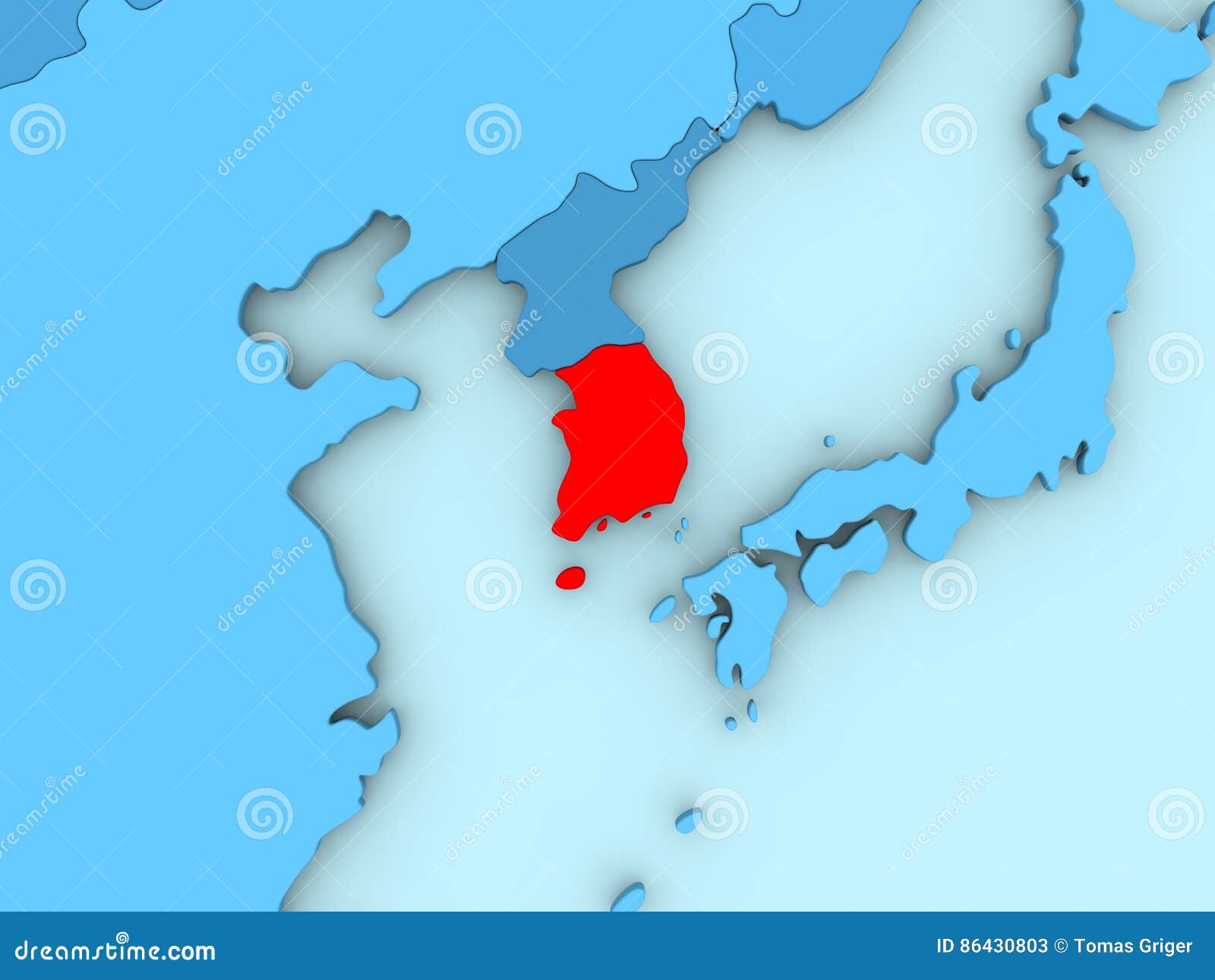 Corea Del Sur En El Mapa 3D Stock de ilustración - Ilustración de ...