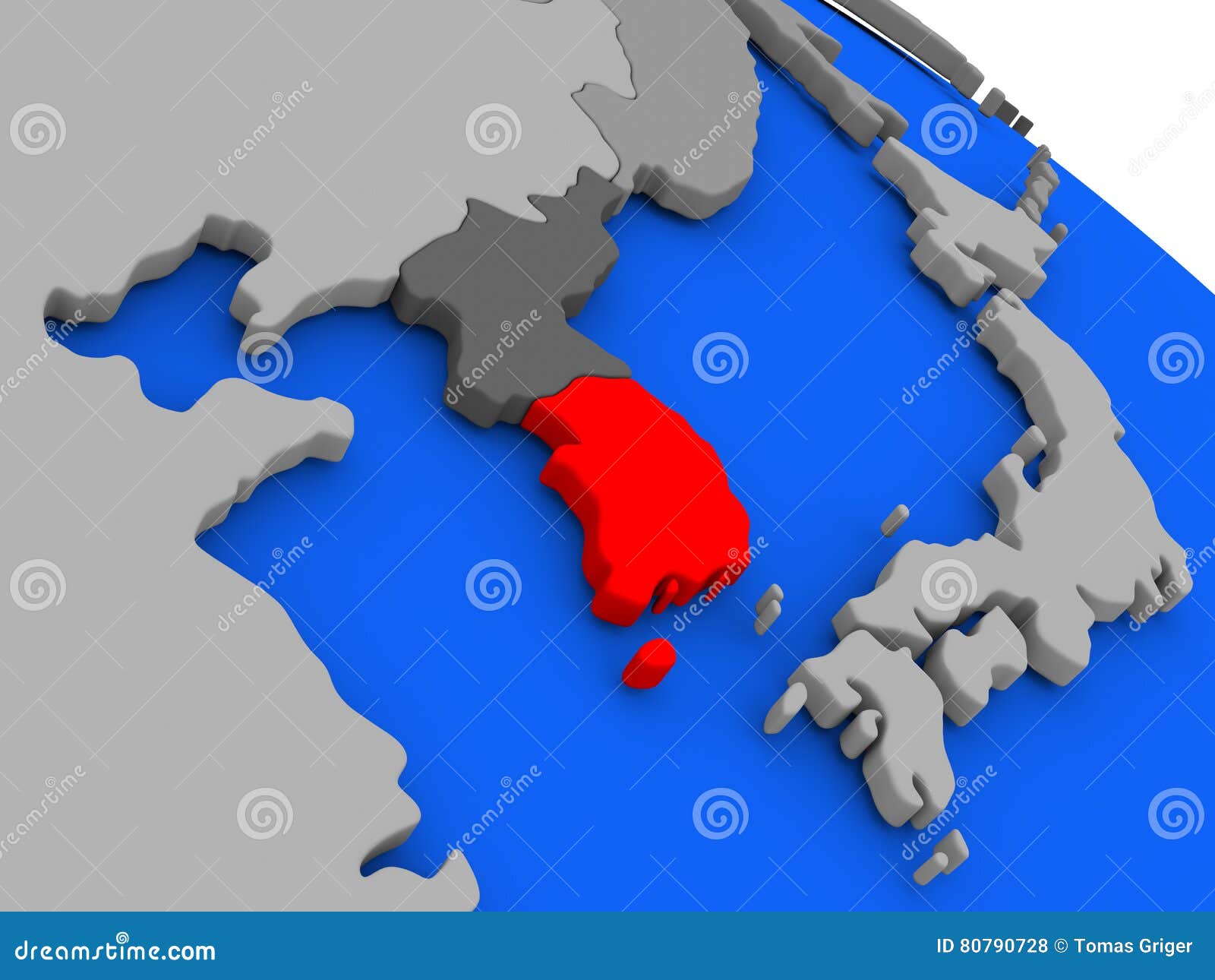 Corea del Sur en rojo stock de ilustración. Ilustración de recorrido ...
