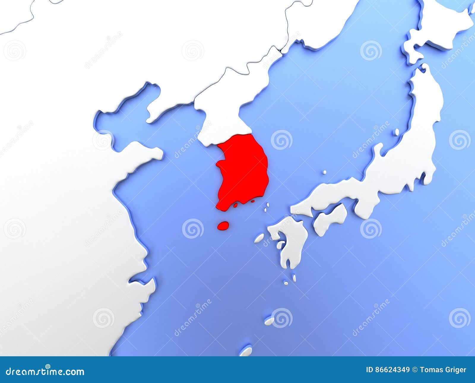 Corea Del Sur En Rojo En Mapa Stock de ilustración - Ilustración de ...