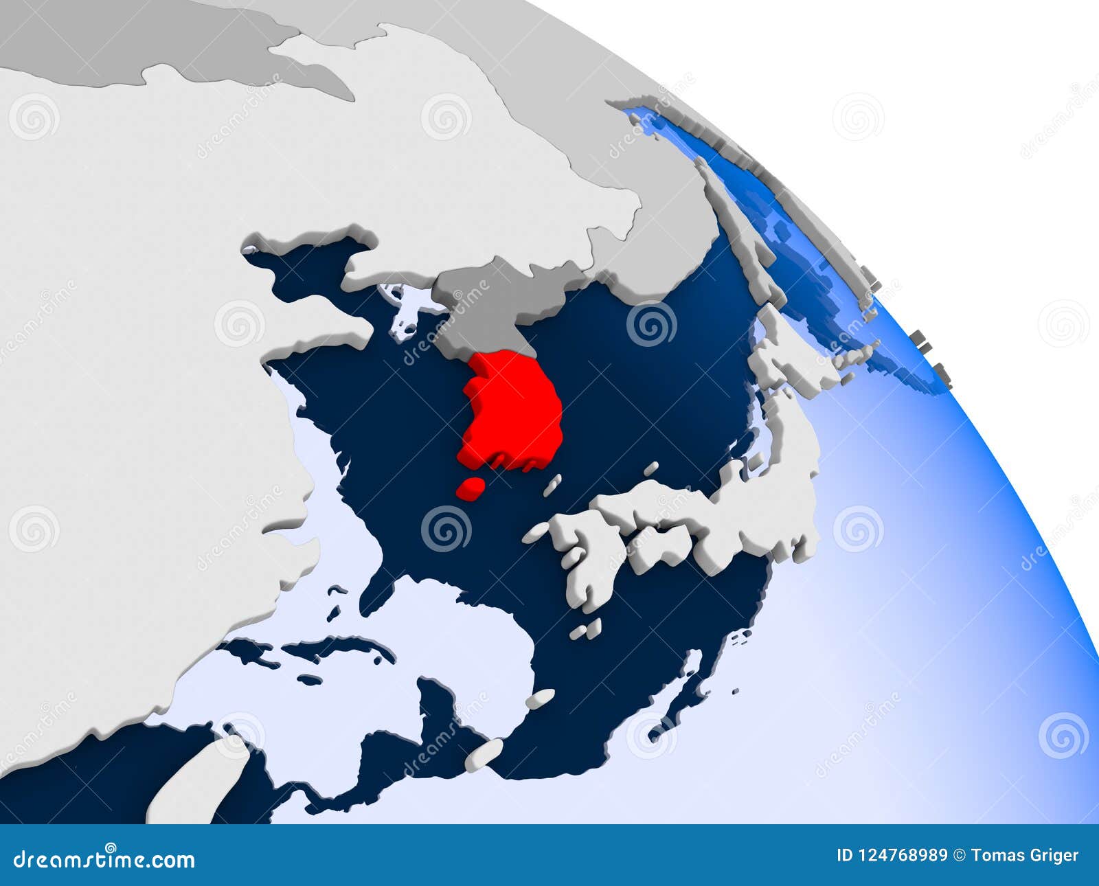 Corea Del Sur En Rojo En Mapa Stock de ilustración - Ilustración de ...