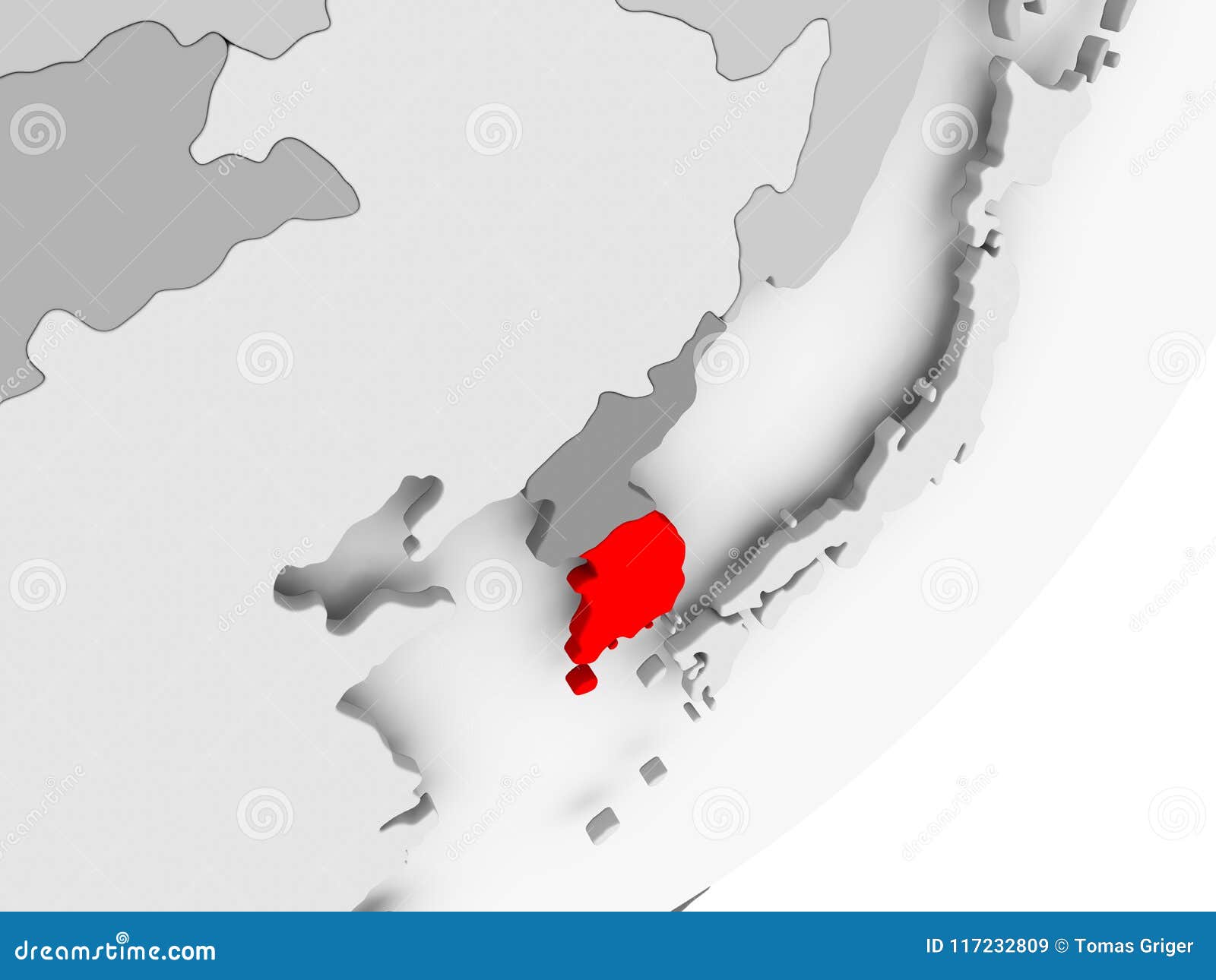 Corea Del Sur En Rojo En Mapa Gris Stock de ilustración - Ilustración ...