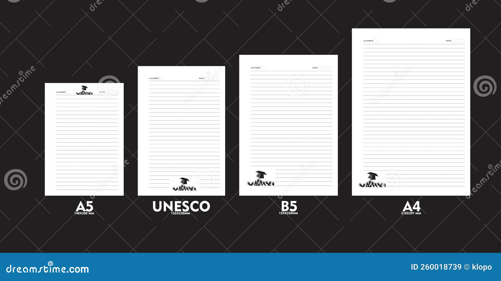 Design of Note Book Refills in Sizes A5, A4, B5 and Unesco Sizes. Stock ...