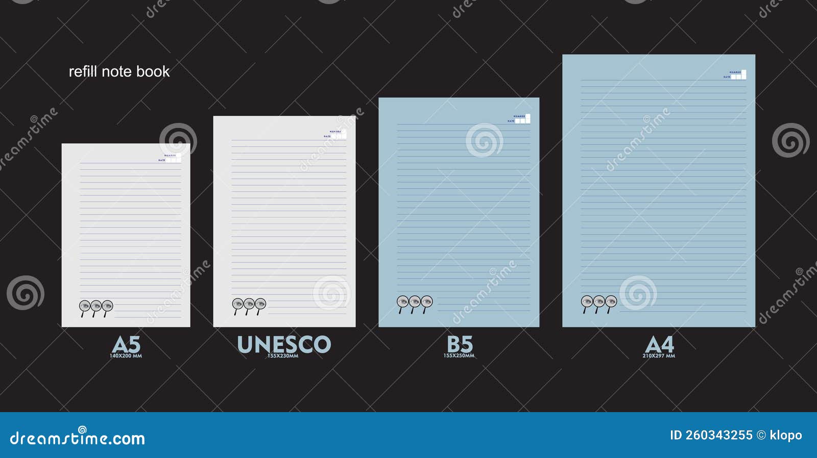 Design Of Note Book Refills In Sizes A5, A4, B5 And Unesco Sizes ...