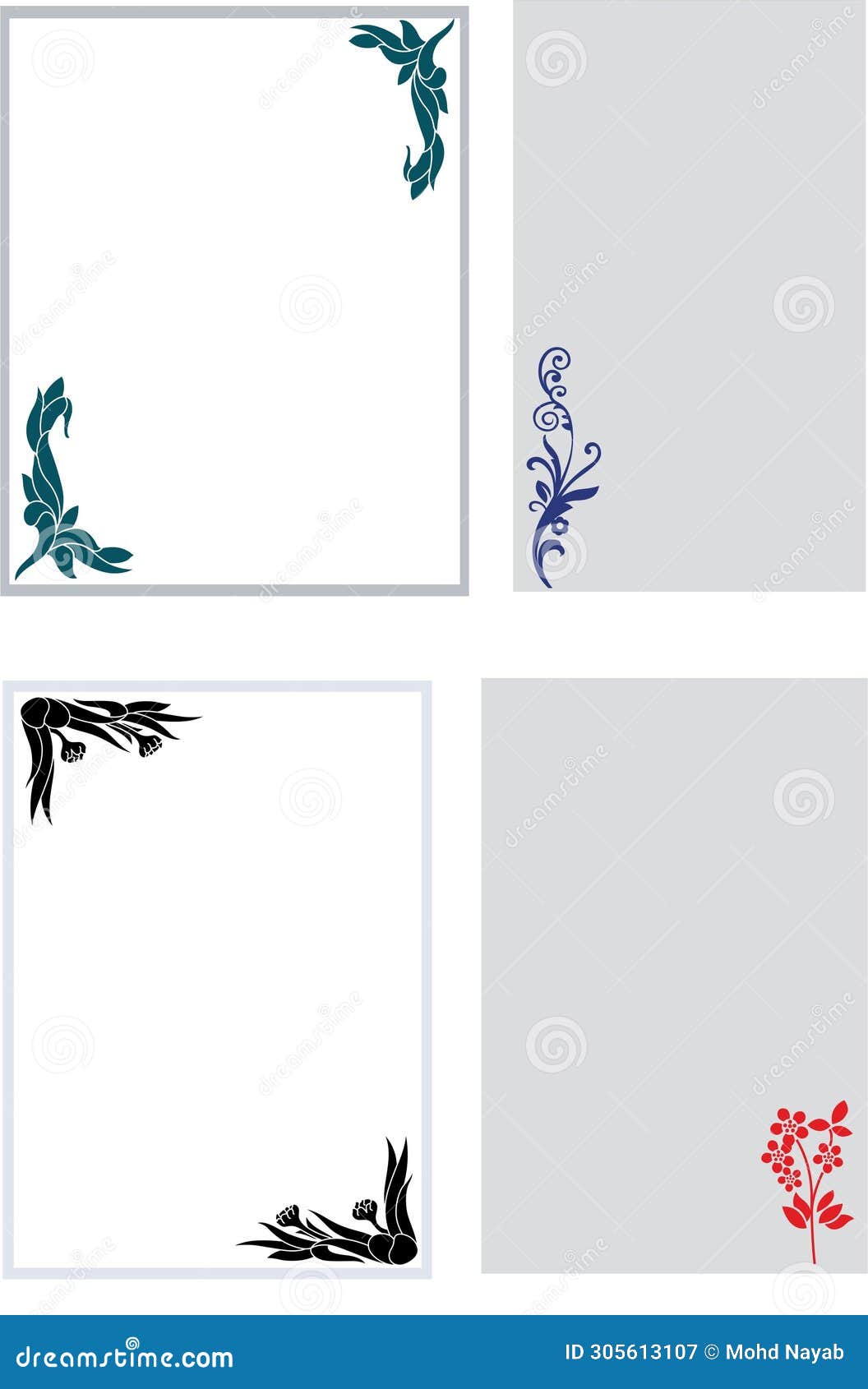 Floral Border Pattern Frame, Design Various Greeting Cards. Vector ...