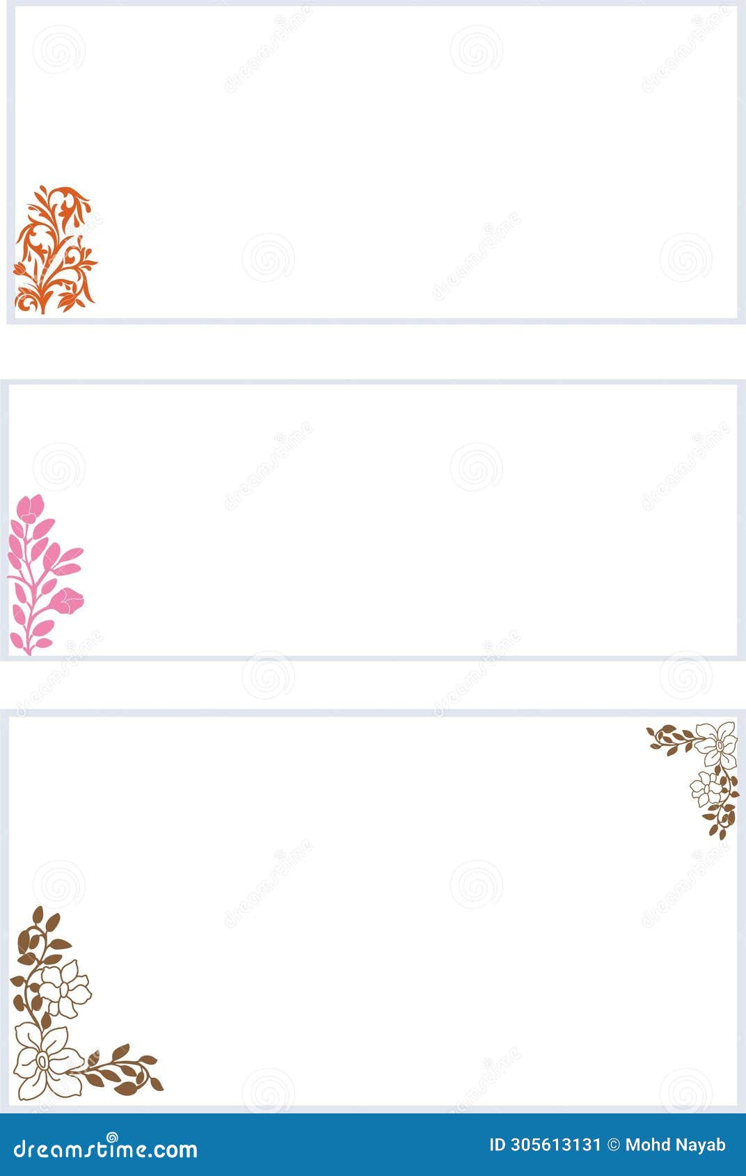 Floral Border Pattern Frame, Design Various Greeting Cards. Vector ...