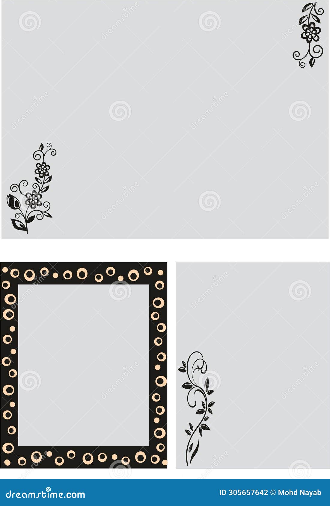 Led Mirror Glass Floral Border Pattern Frame, Design Vector ...