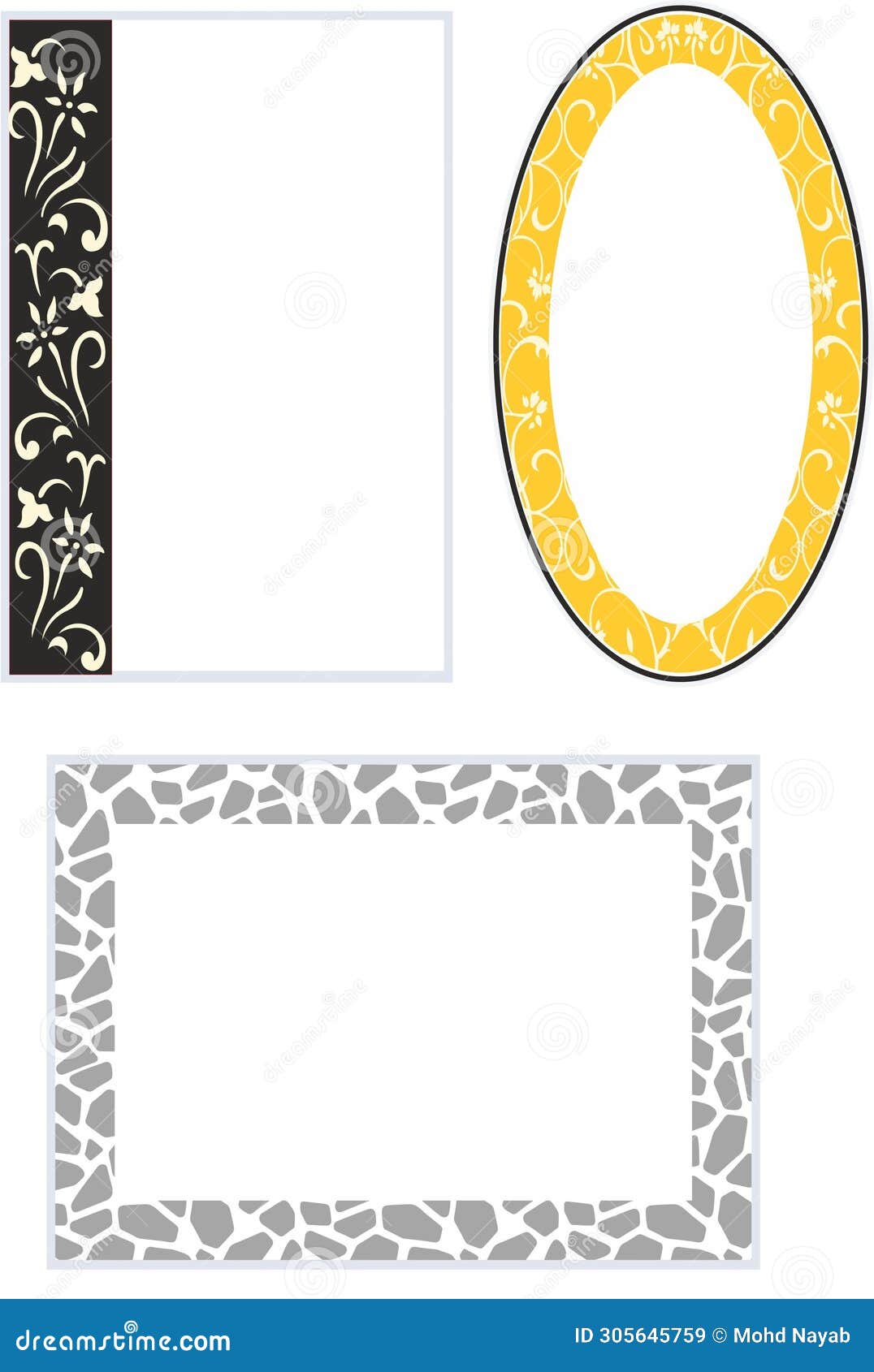 Led Mirror Glass Floral Border Pattern Frame, Design Vector ...