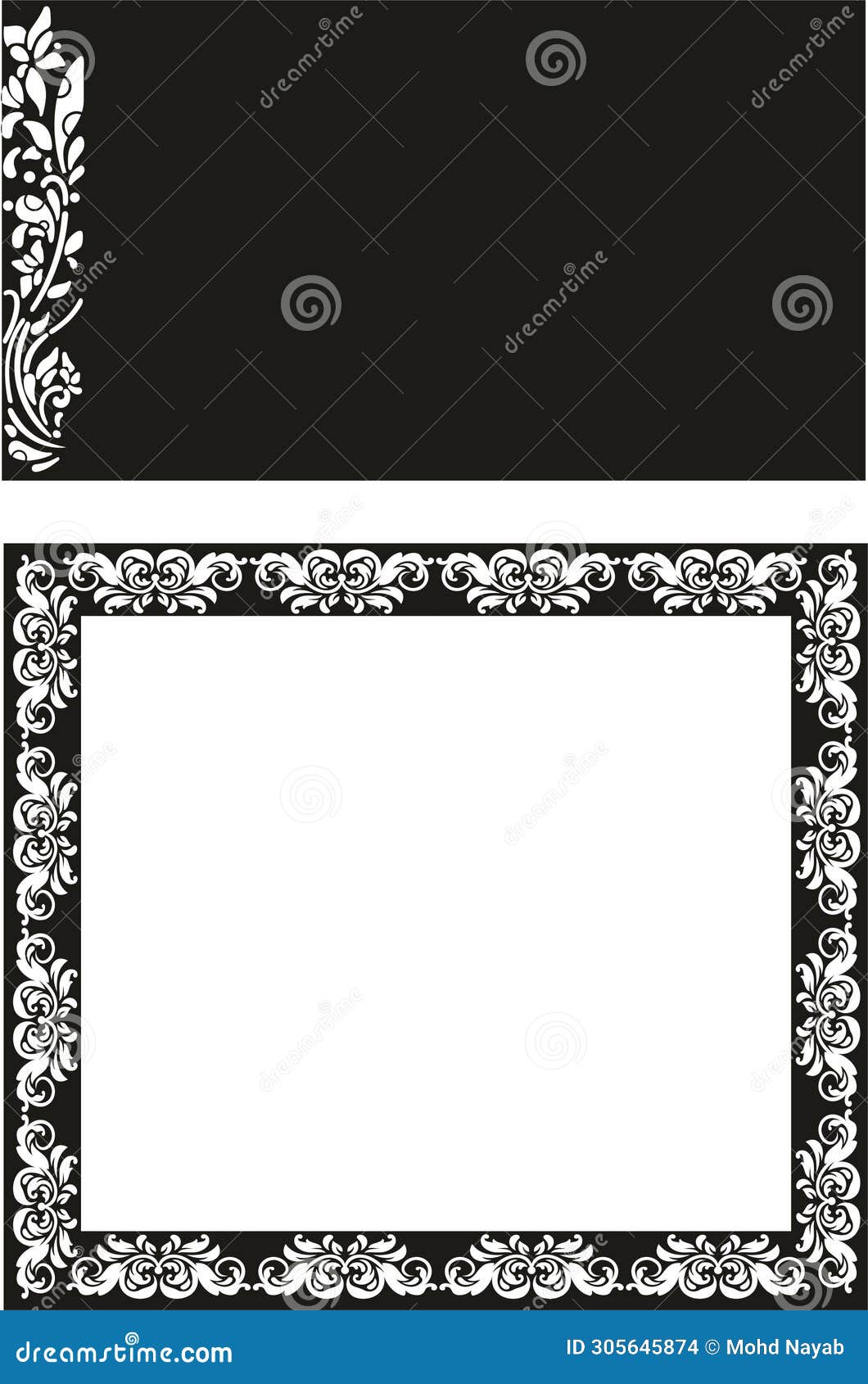 Led Mirror Glass Floral Border Pattern Frame, Design Vector ...