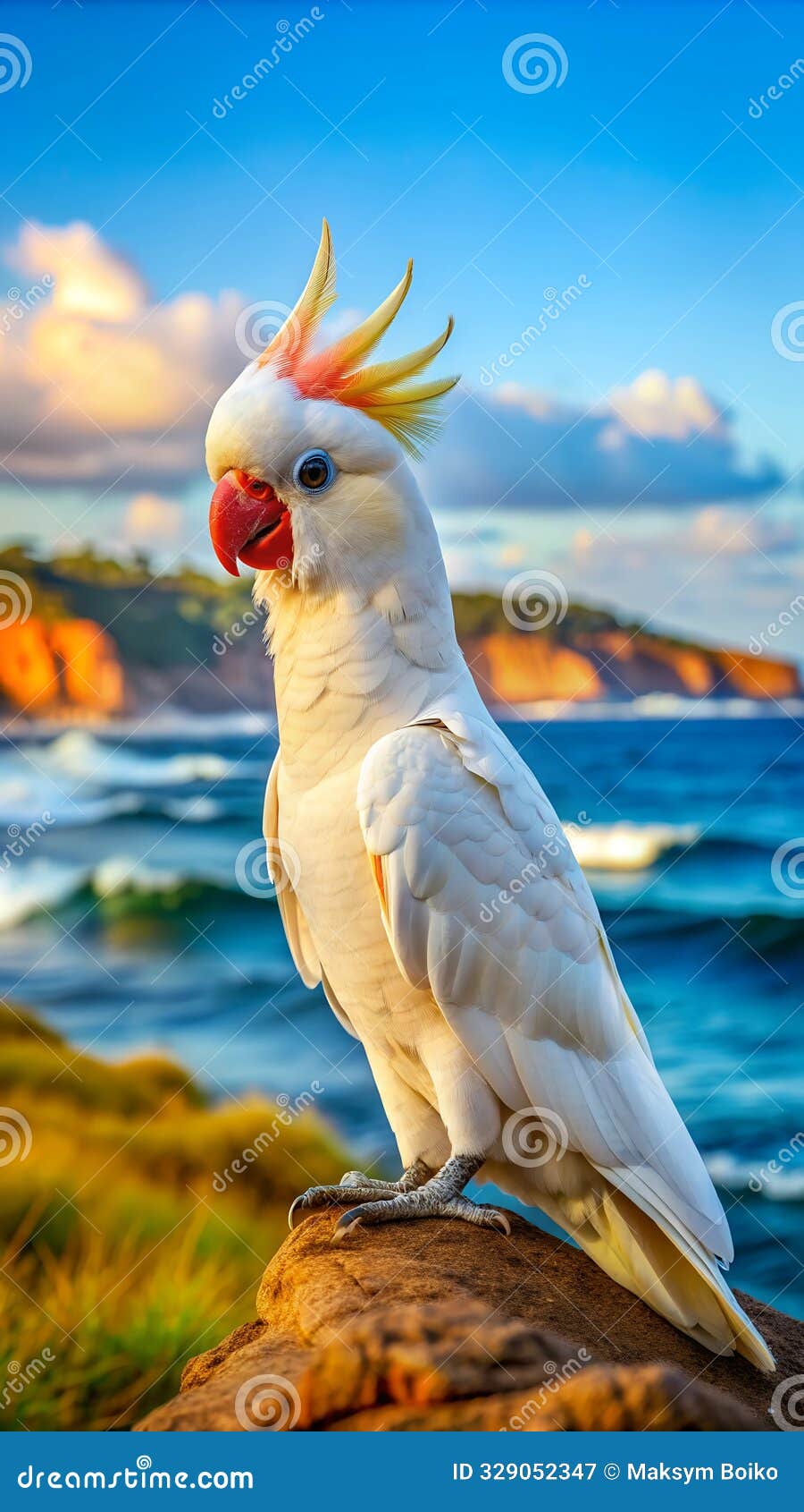 Corella bird stands sea stock illustration. Illustration of element ...