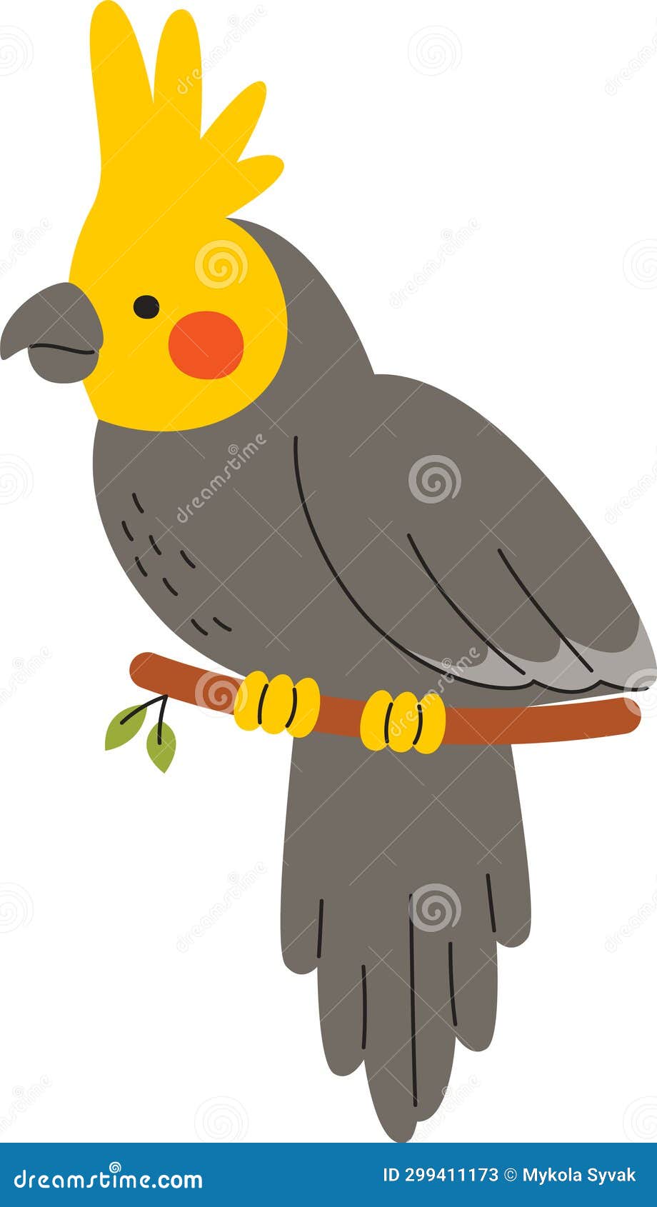 Corella Parrot Sitting on Twig Stock Vector - Illustration of bird ...