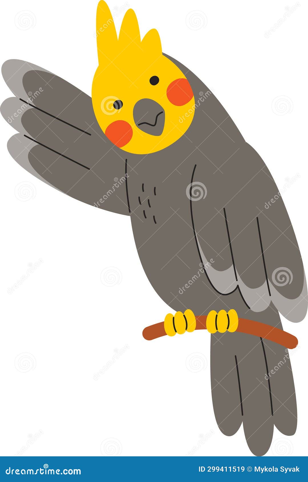 Corella Parrot Sitting on Twig Stock Illustration - Illustration of ...