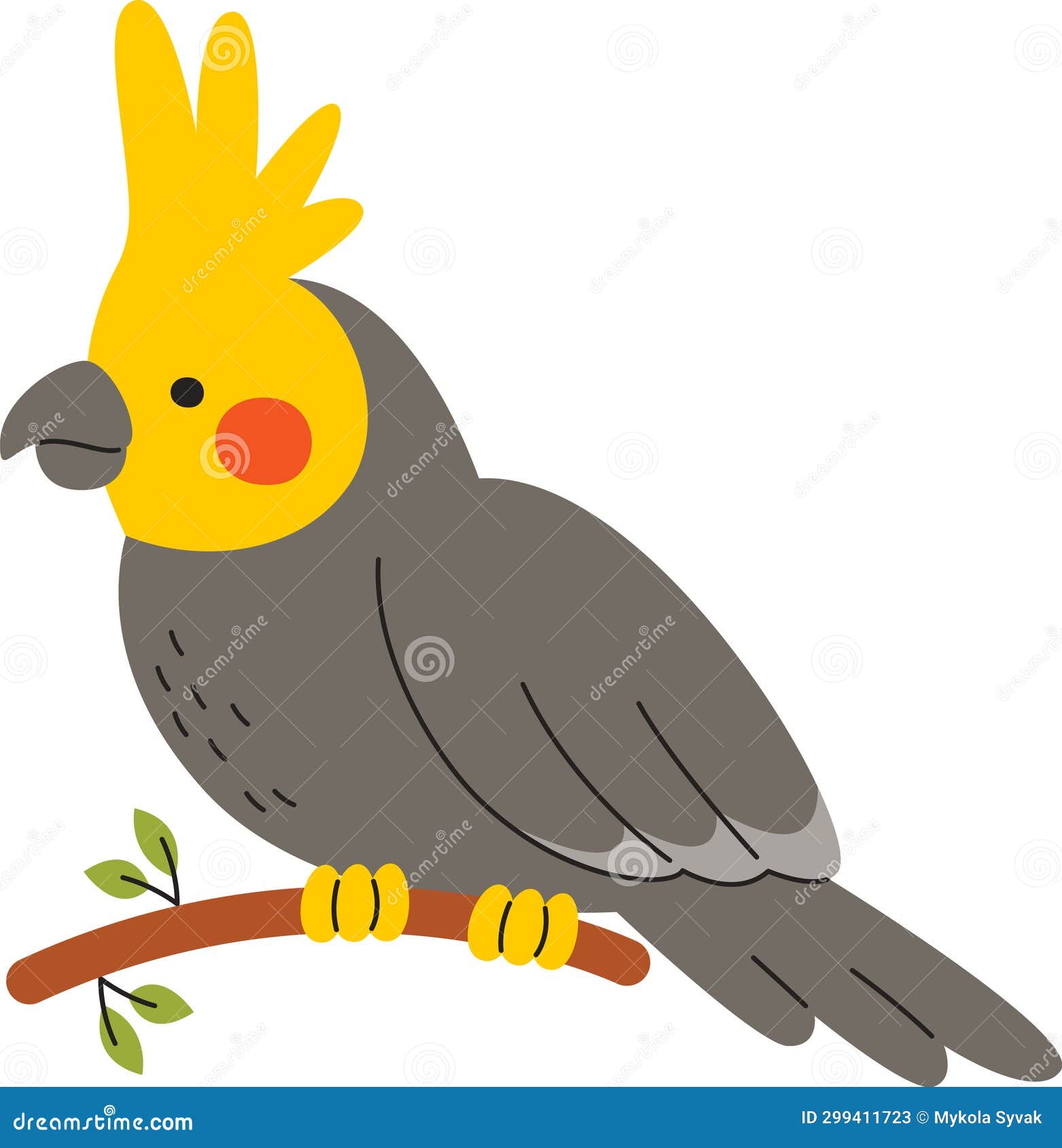 Corella Parrot Sitting on Twig Stock Illustration - Illustration of ...