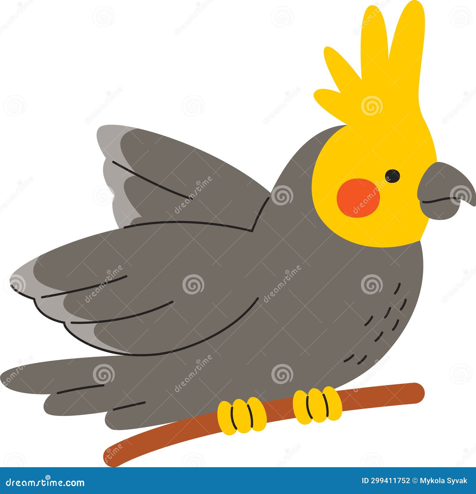 Corella Parrot Sitting on Twig Stock Illustration - Illustration of ...