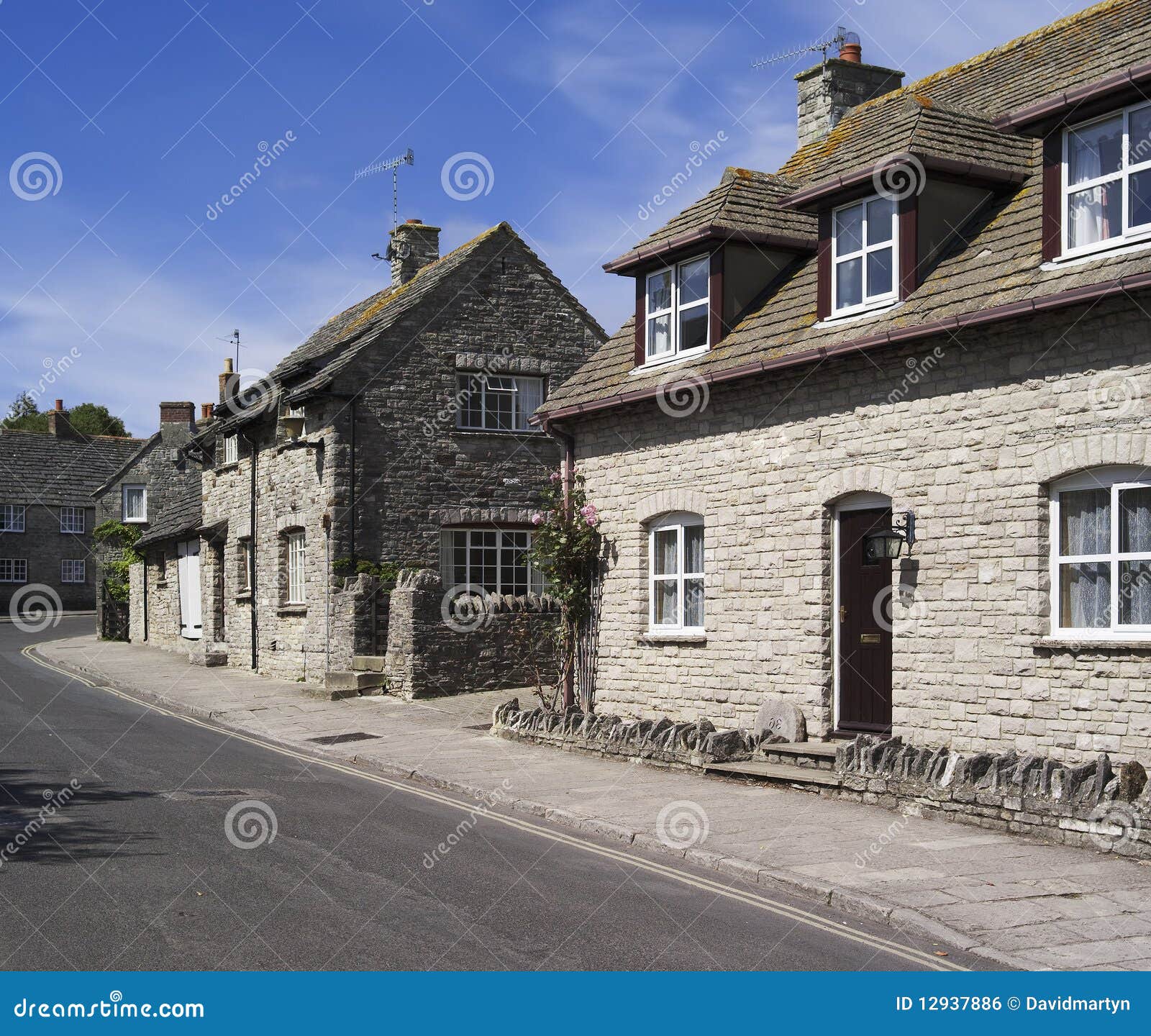 Corfe castle stock photo. Image of castle, scenic, houses - 12937886