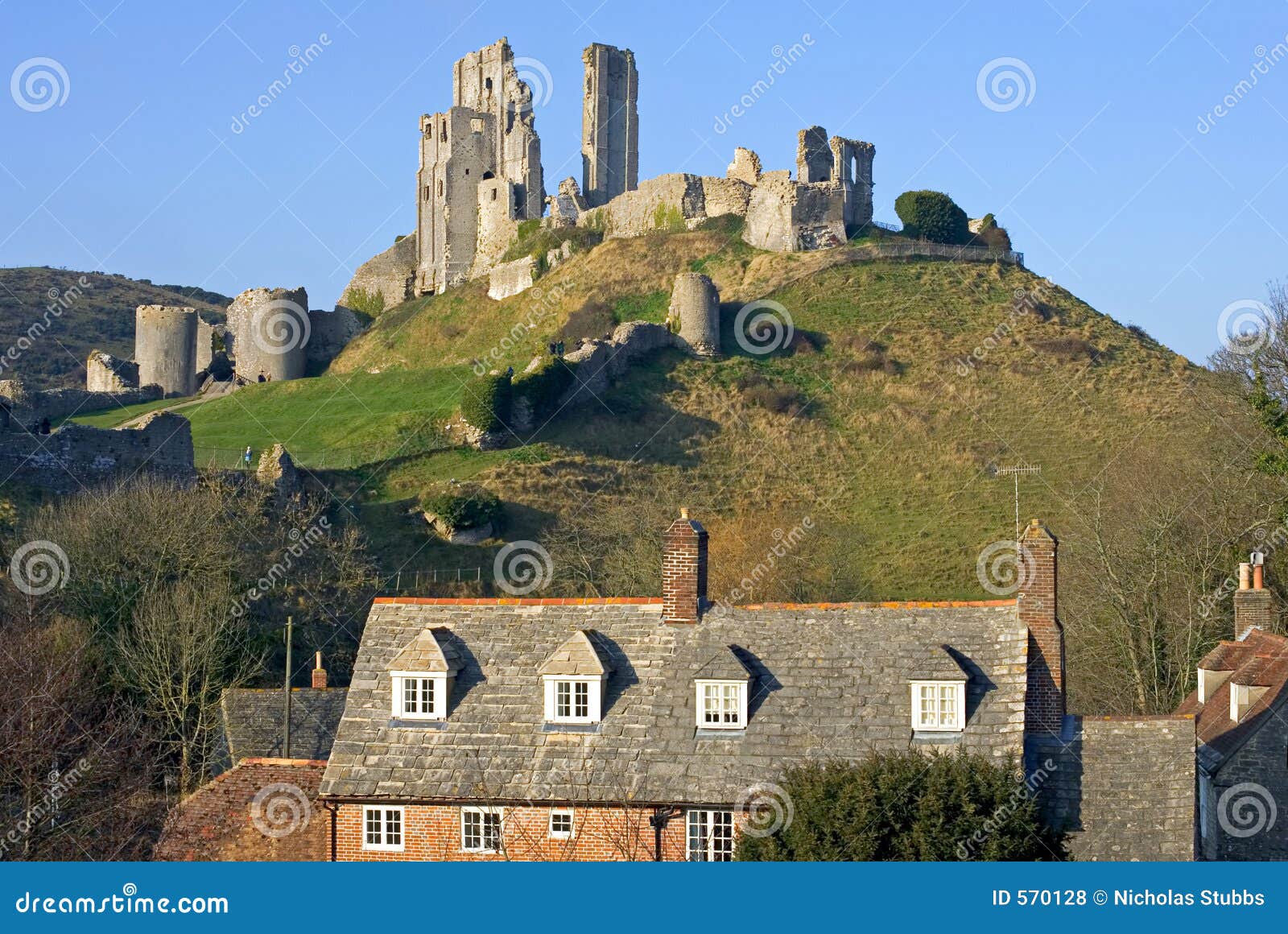Corfe Castle, in Swanage, Dorset, Southern England Stock Photo - Image ...