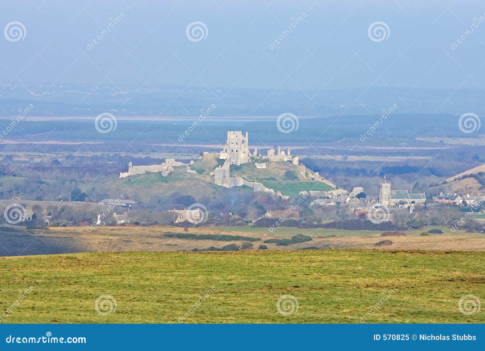 Corfe Castle, in Swanage, Dorset, Southern England Stock Image - Image ...