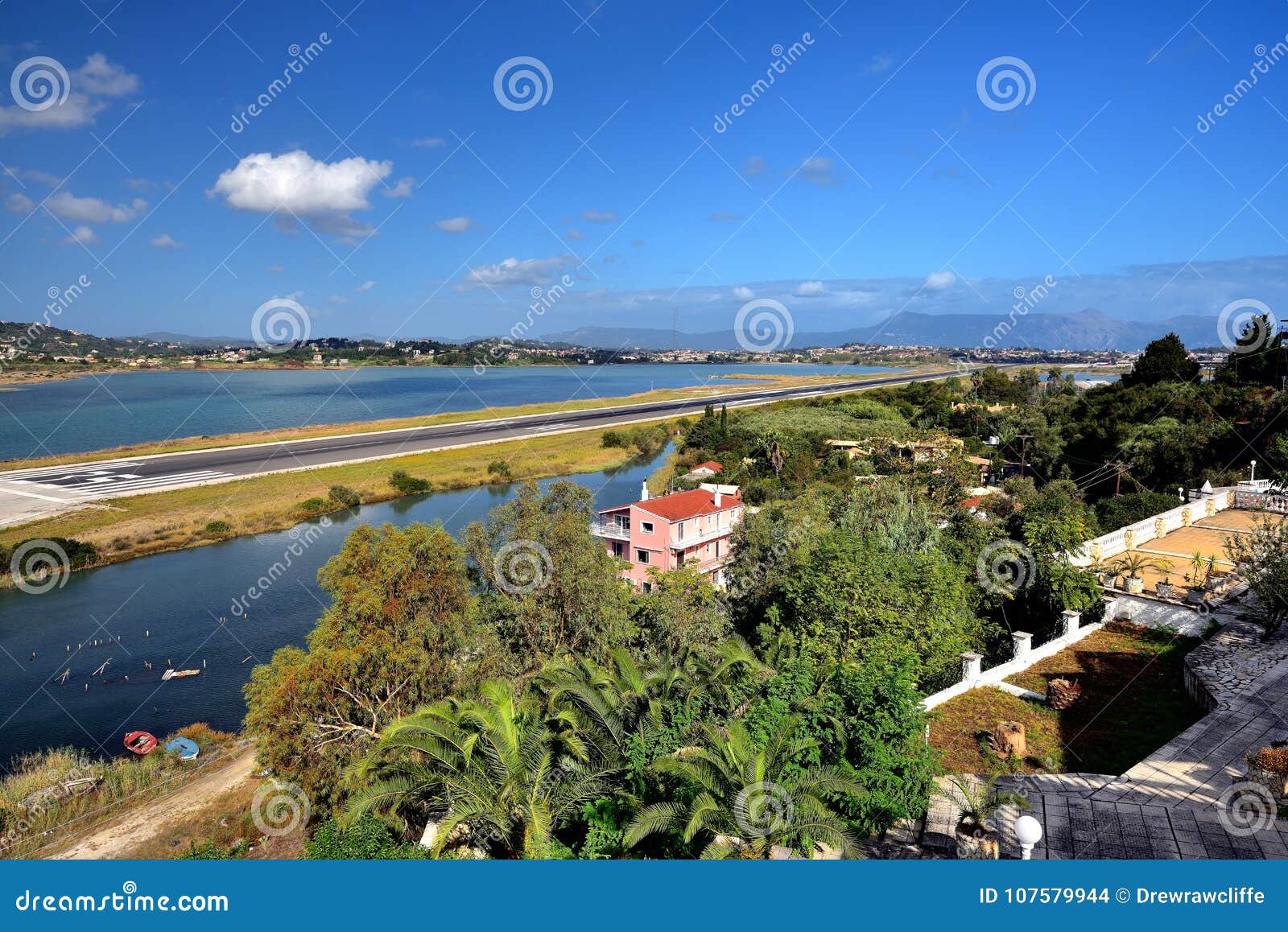 Corfu Airport Runway Along the Waters Edge Editorial Stock Image ...