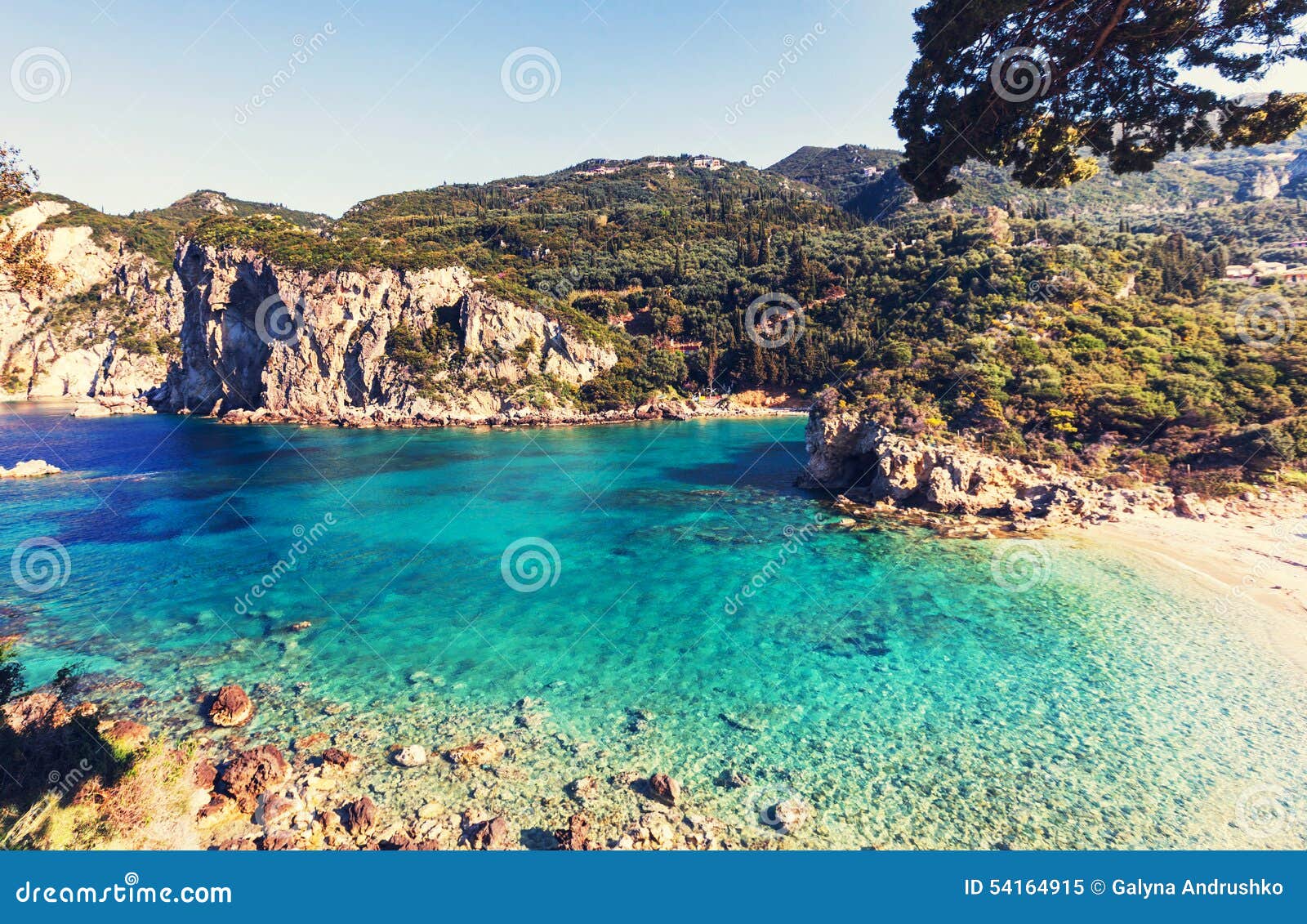 Corfu coast stock image. Image of coastline, cloud, summer - 54164915
