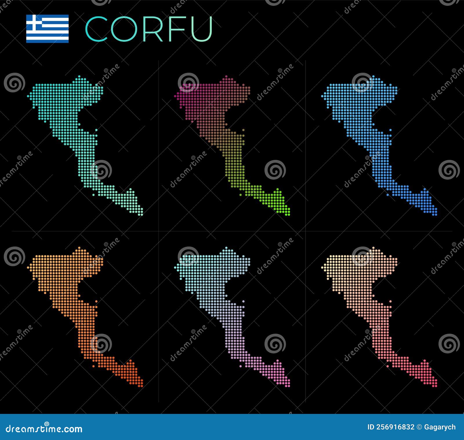Corfu dotted map set. stock vector. Illustration of continent - 256916832