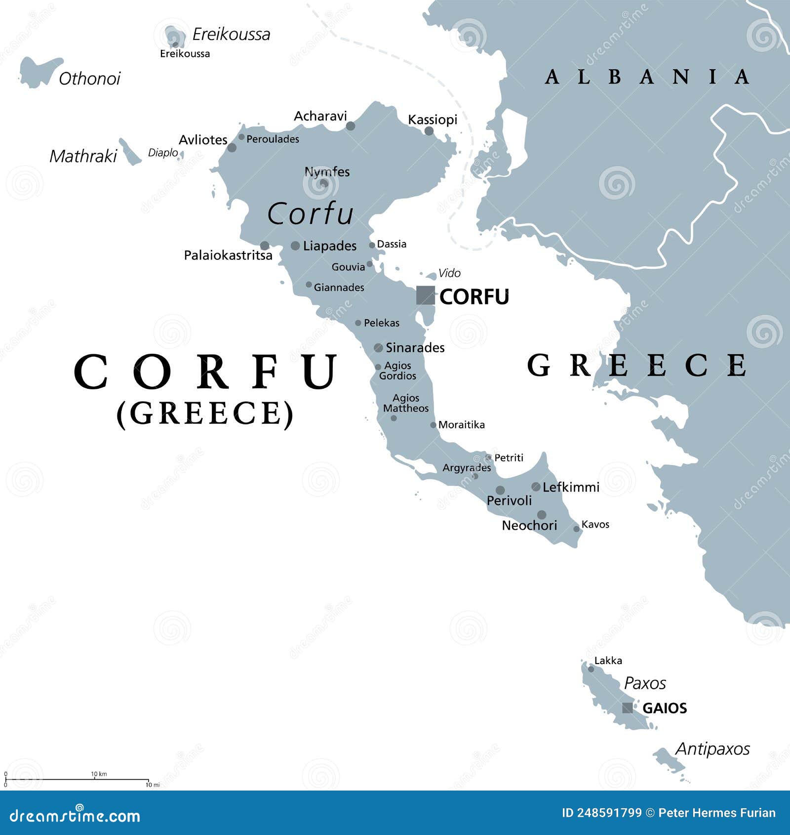 Corfu Island Hand Drawn Map Vector Illustration | CartoonDealer.com ...