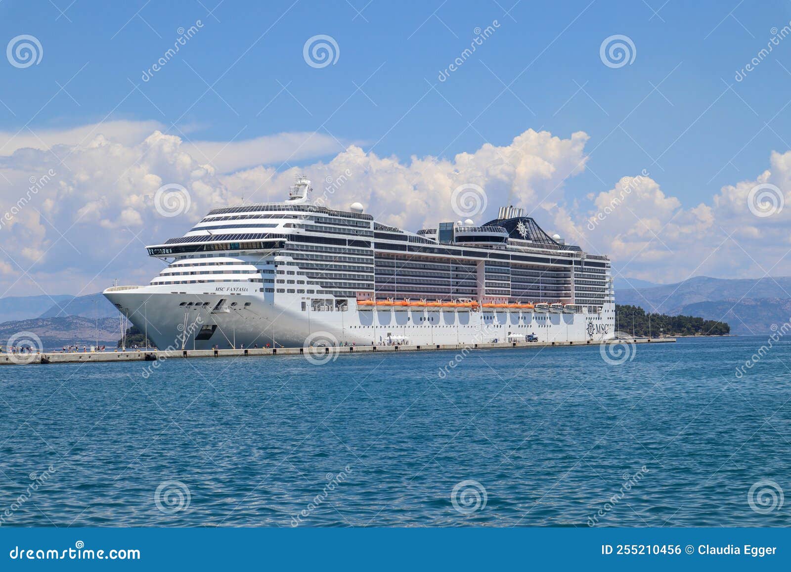 Corfu, Greece, 15. June 2022: Big Cruise Ship Ankering in the Harbour ...