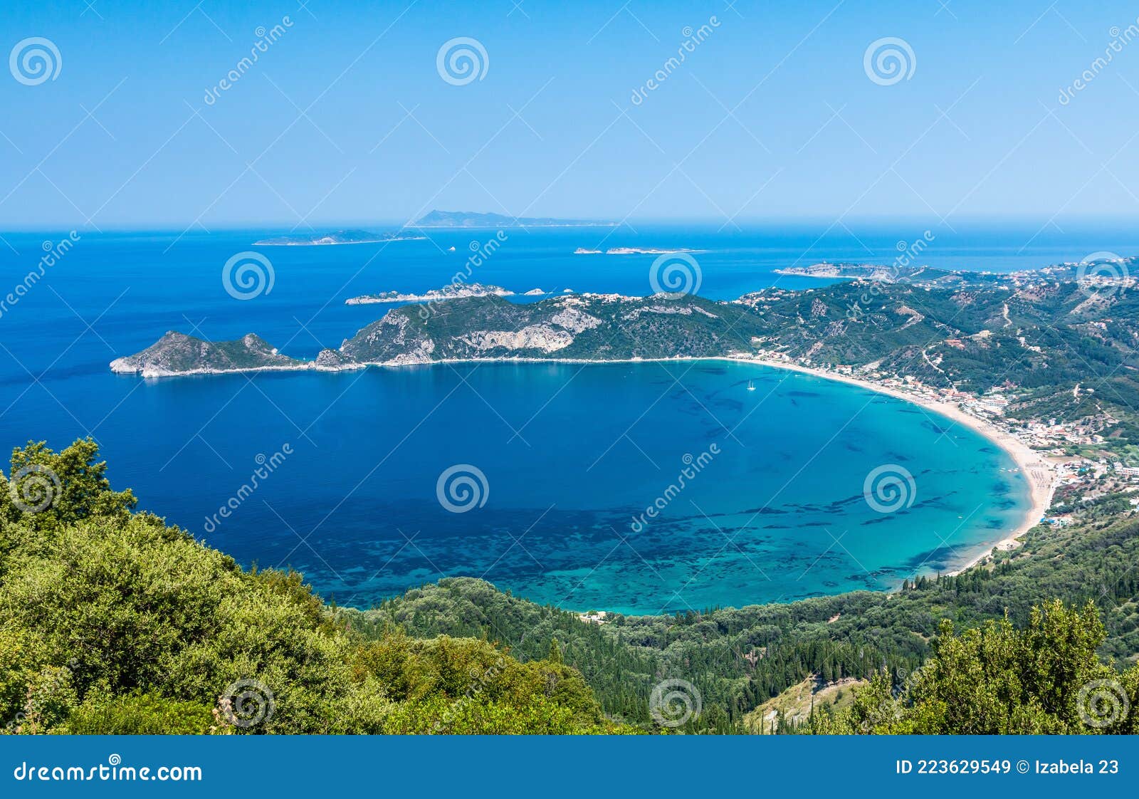 Corfu, Greece. Panoramic View of the Agios Georgios Bay. Stock Image ...