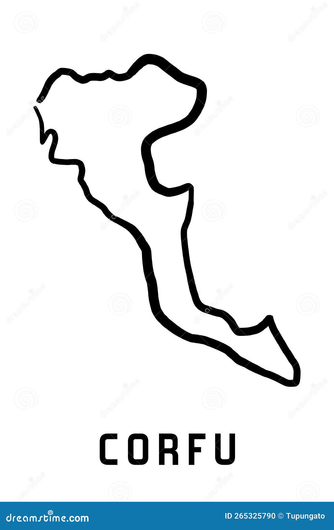 Corfu Island Hand Drawn Map Stock Vector - Illustration of vector ...