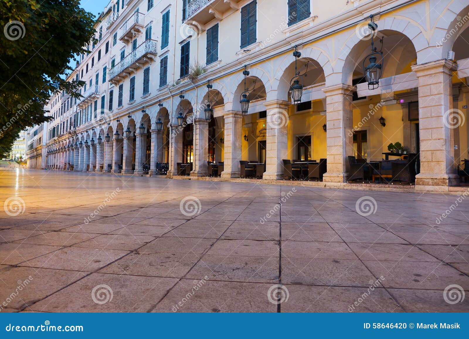 Corfu Liston Promenade Architecture And Details. Kerkyra Island Stock ...