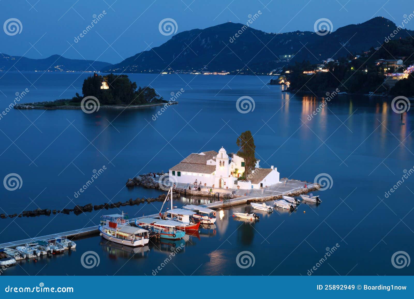 Corfu at night stock image. Image of pontikonisi, vacation - 25892949