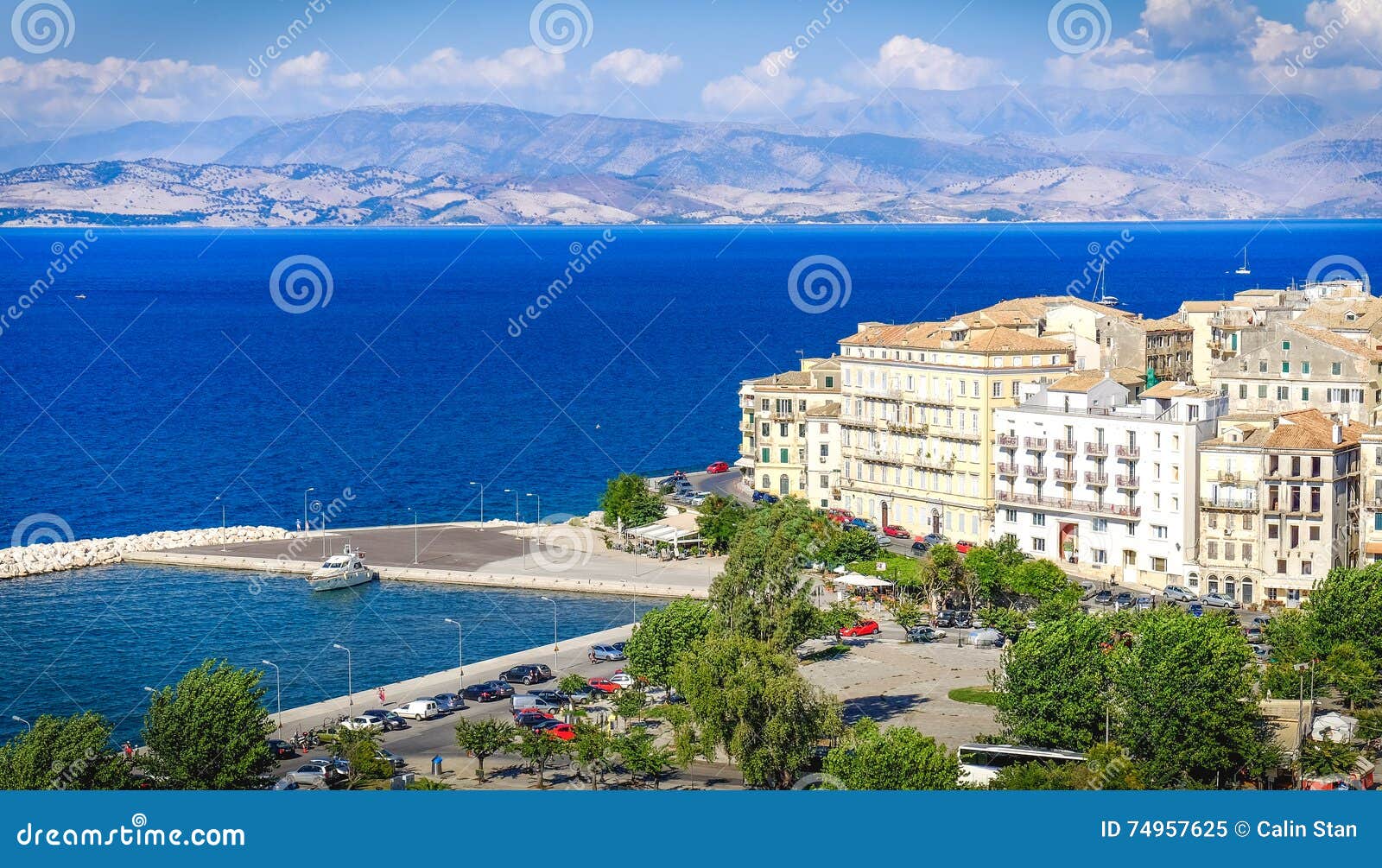 Corfu Old Harbour, City Symbol. Panoramic View Stock Image - Image of ...