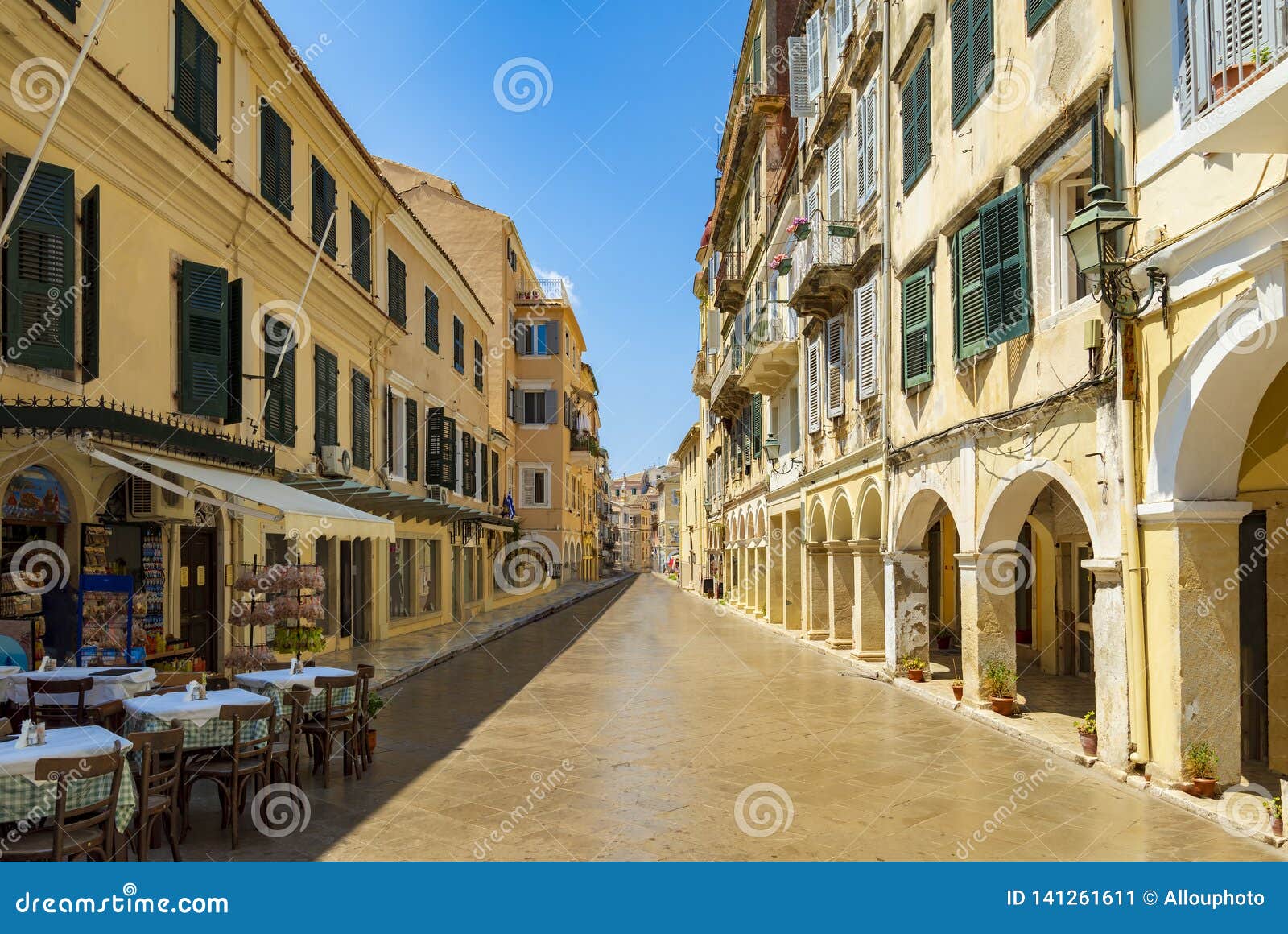 Corfu Town Centre Esplanades and Market Stock Image - Image of city ...