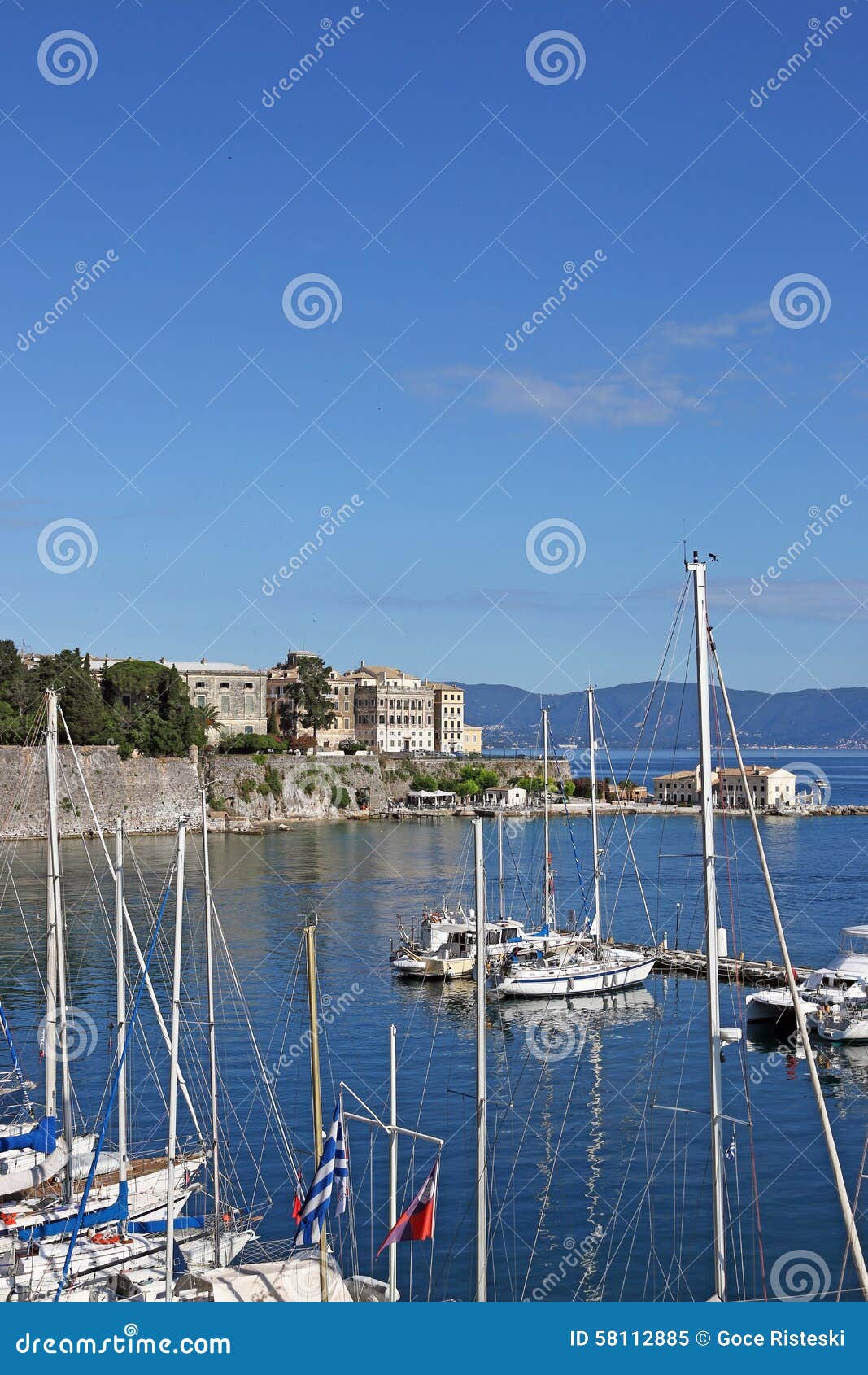 Corfu Town Port with Yachts Stock Image - Image of historic, greece ...