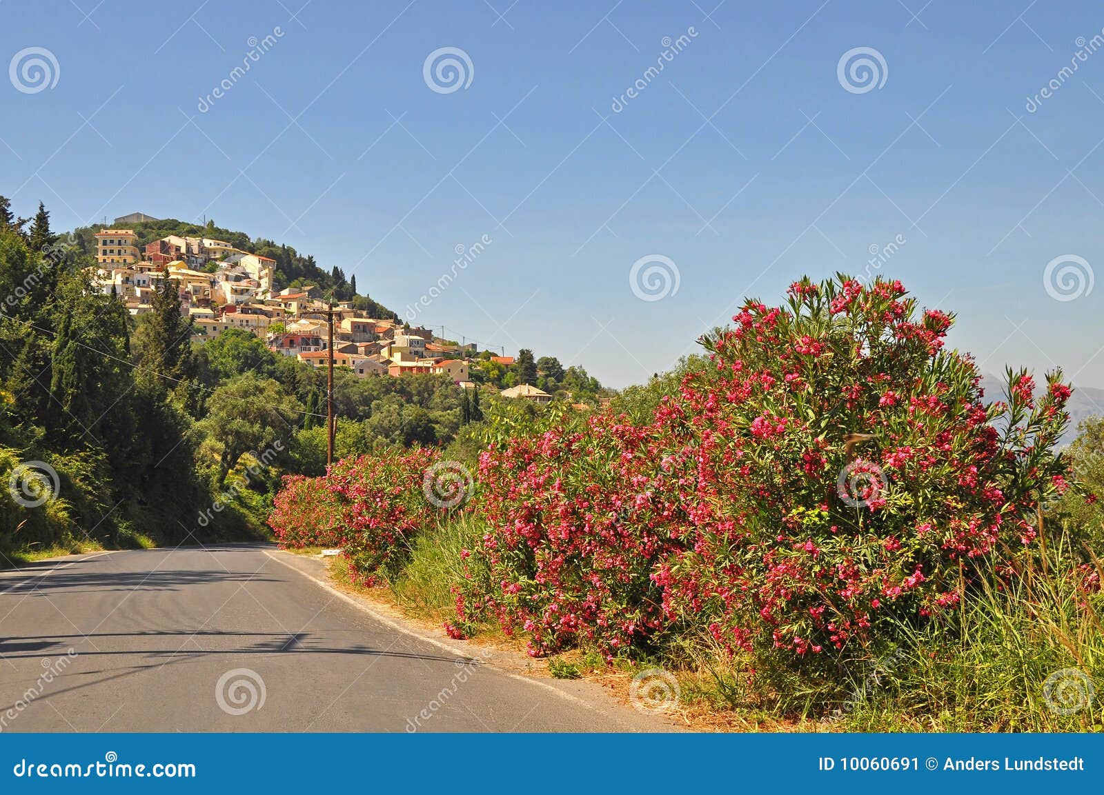 Corfu village pelekas stock image. Image of country, road - 10060691