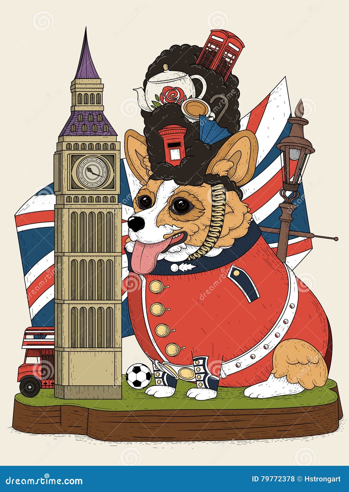 Corgi and british elements stock illustration. Illustration of relaxing ...