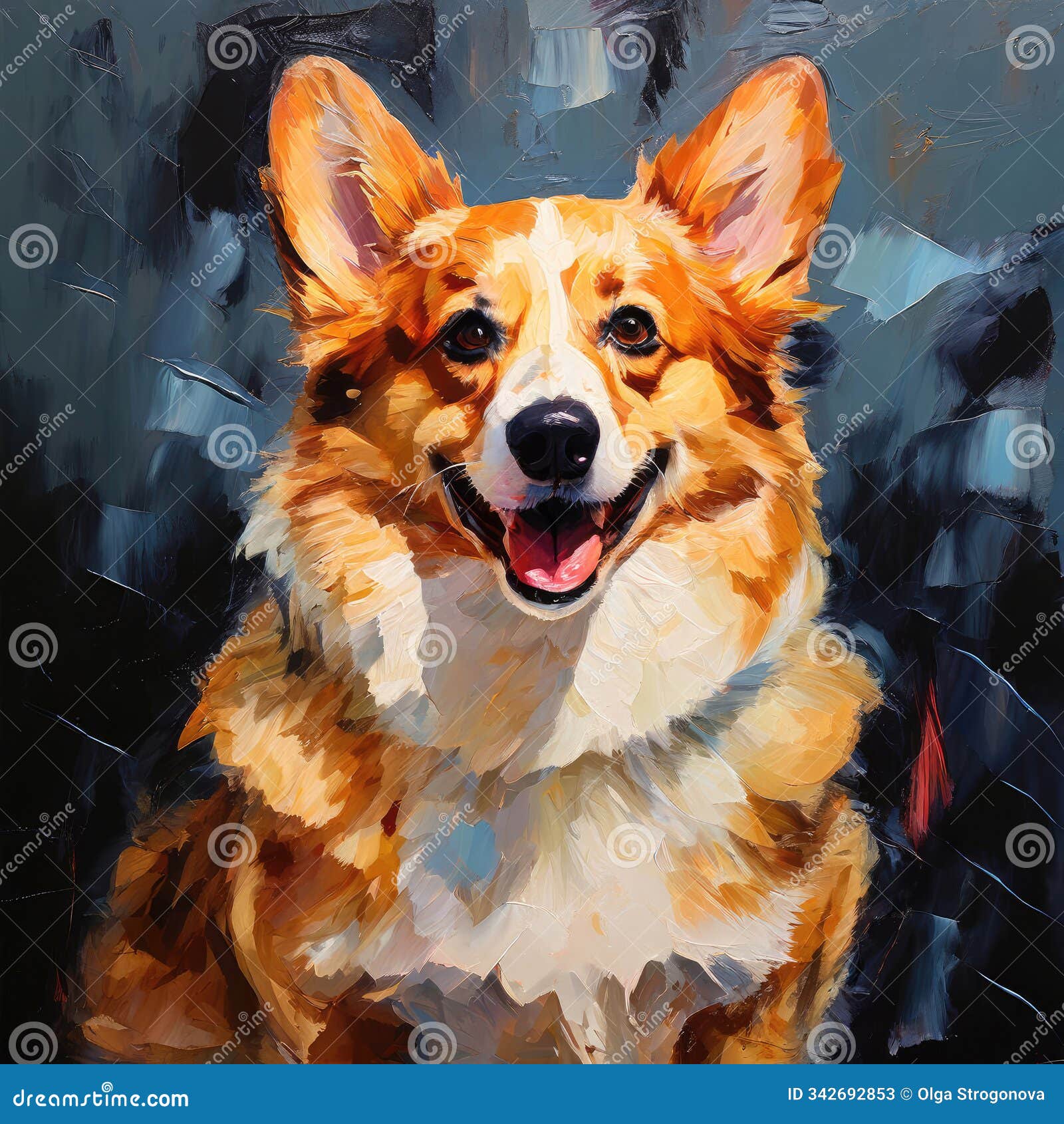Corgi dog art painting stock image. Image of ears, doggy - 342692853