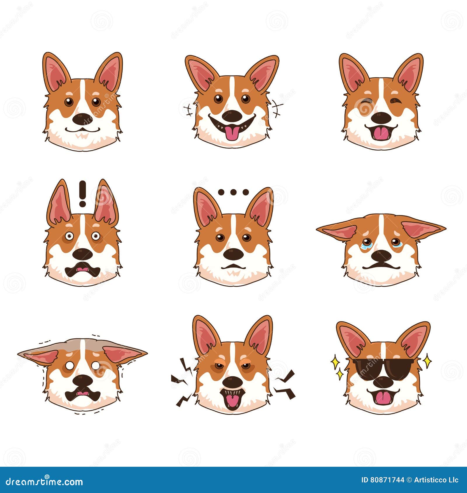 Corgi Dog Emoji Emoticon Expression Stock Vector - Illustration of ...