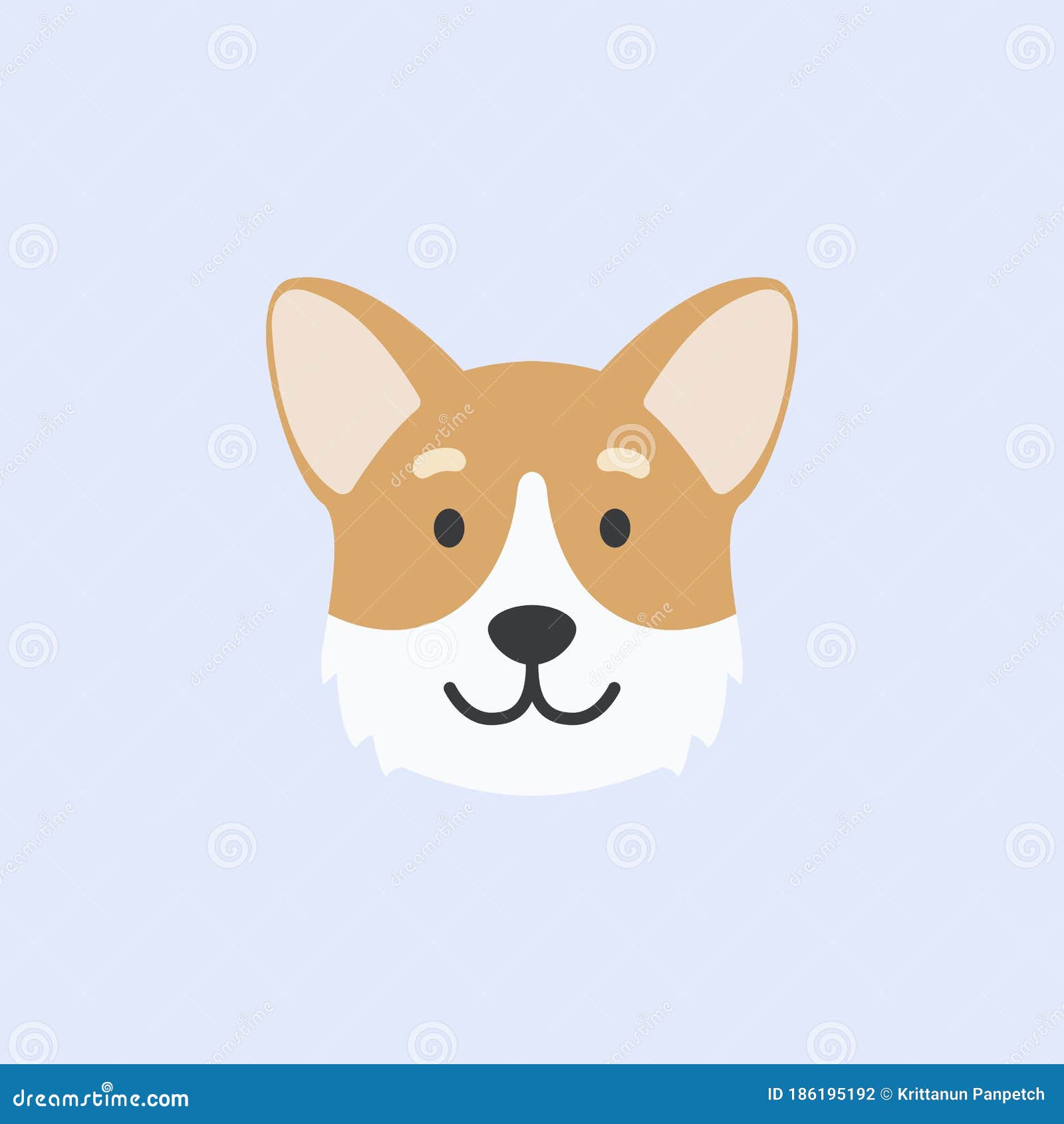 Corgi Dog Face. Cute Vector Illustration. Stock Vector - Illustration ...