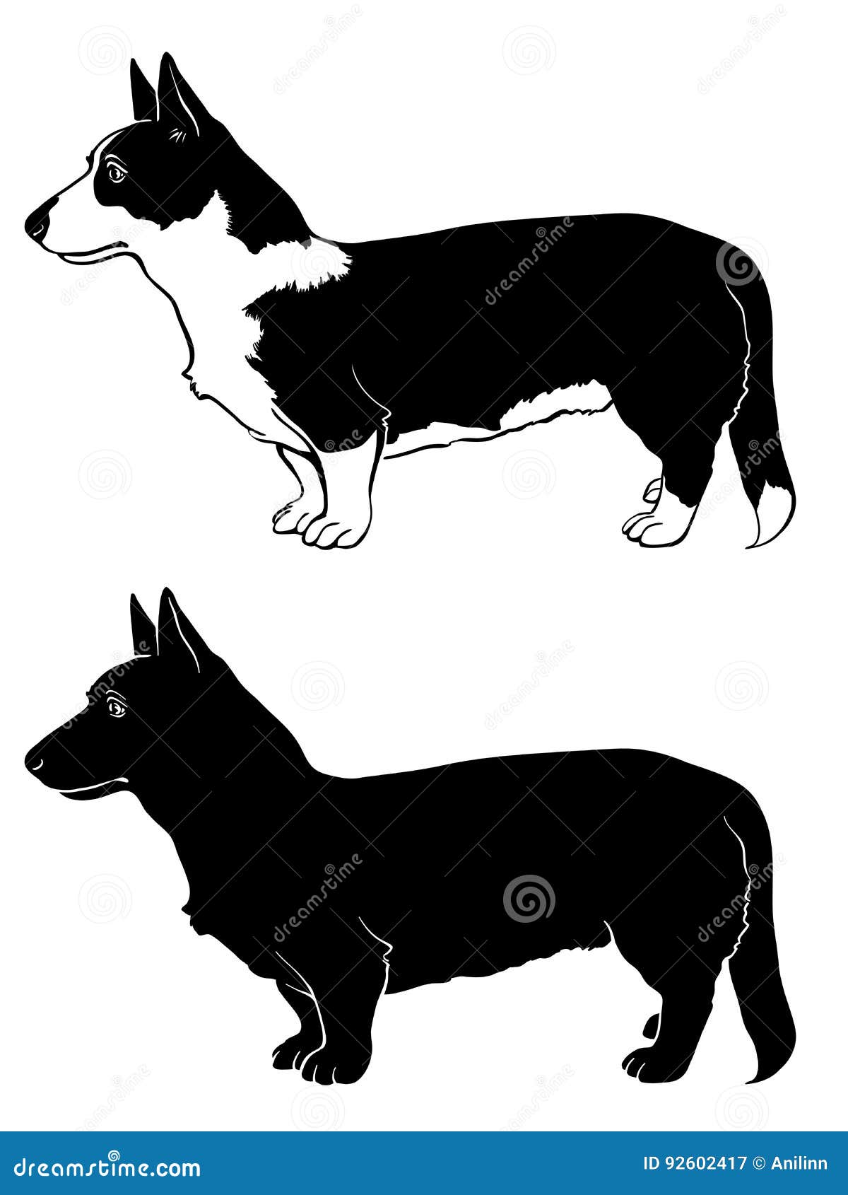 Corgi dog set stock vector. Illustration of graphic, animal - 92602417