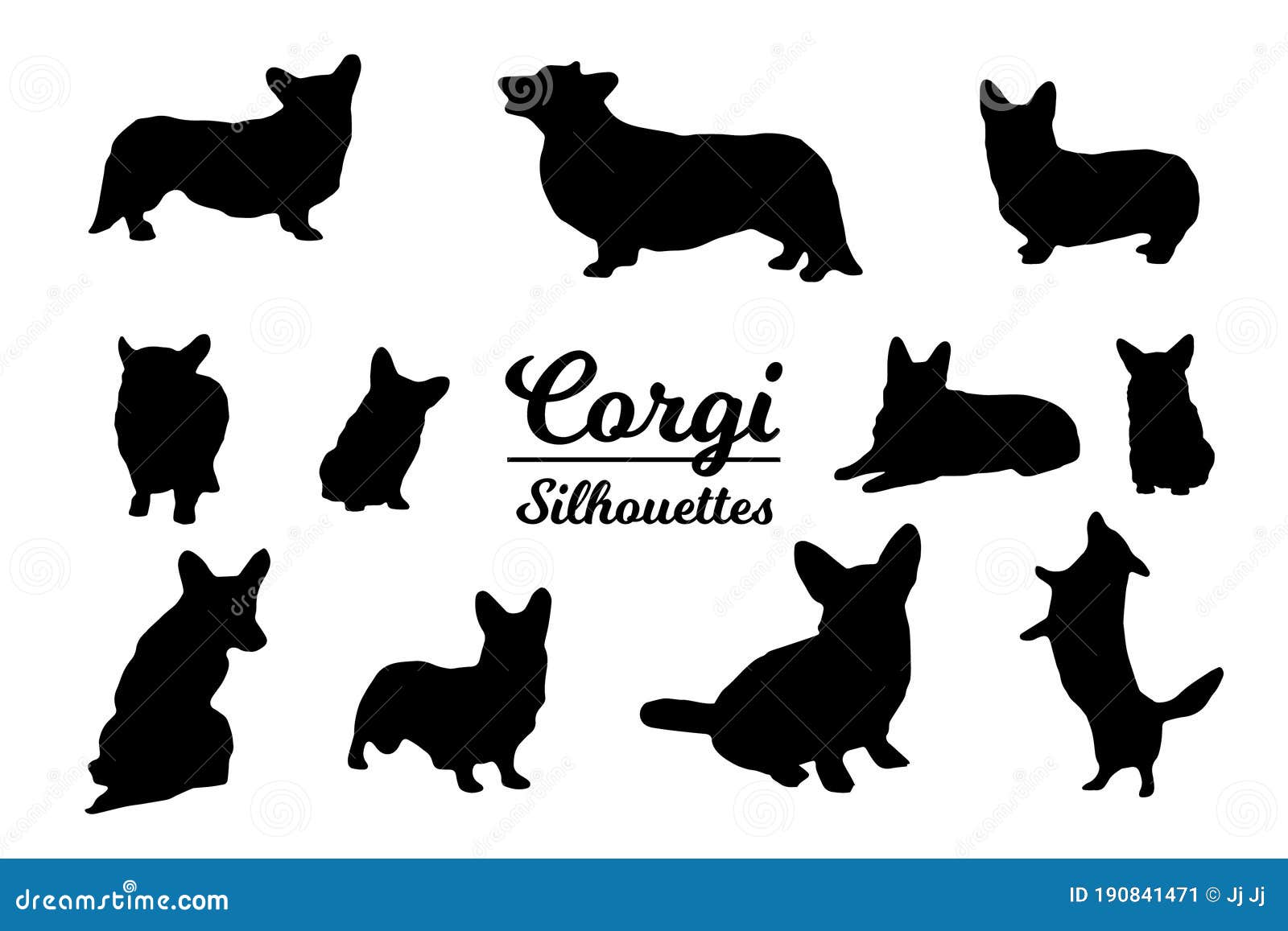 Corgi dog silhouettes stock vector. Illustration of doggy - 190841471