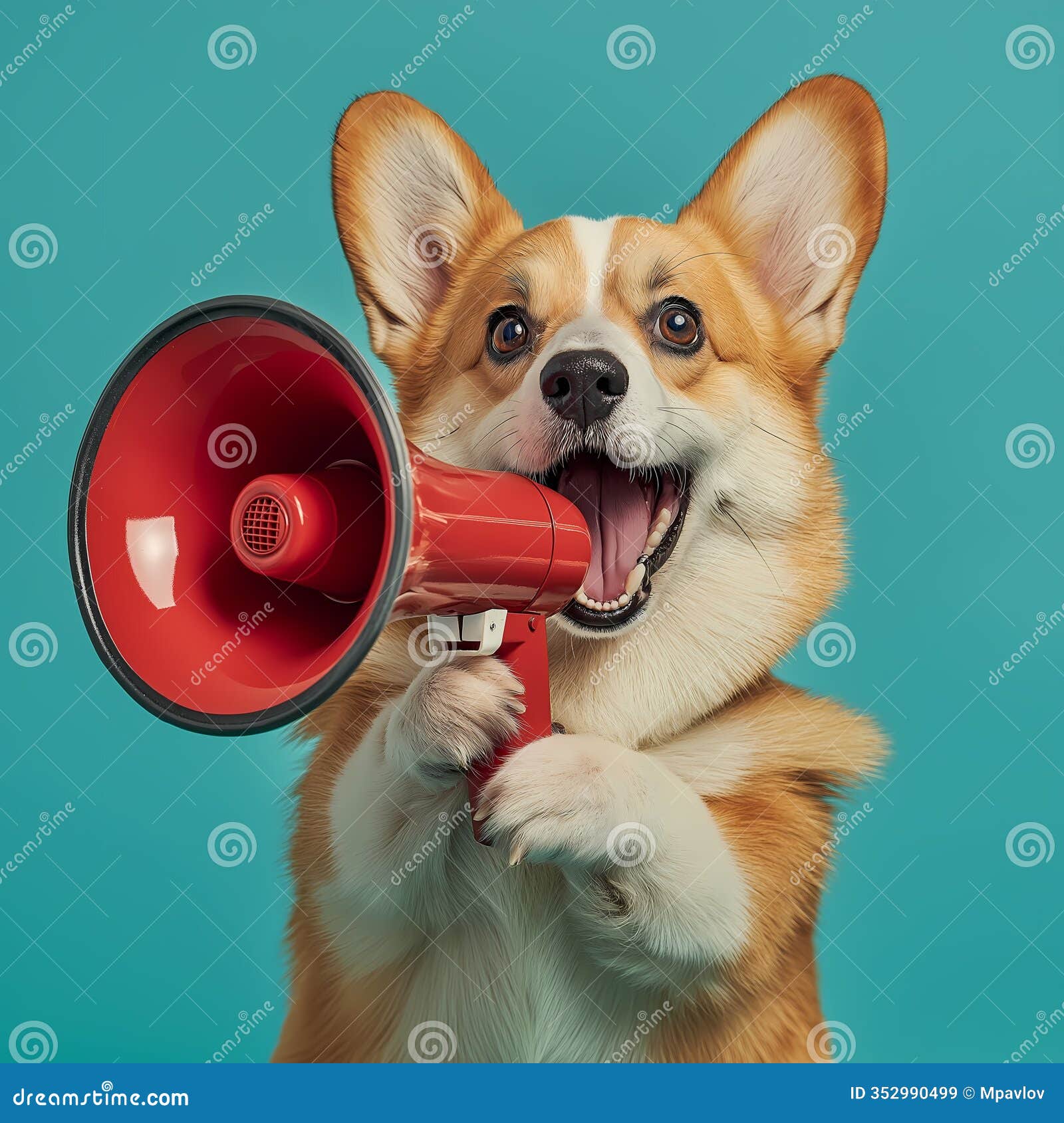 Corgi with Megaphone stock illustration. Illustration of message ...