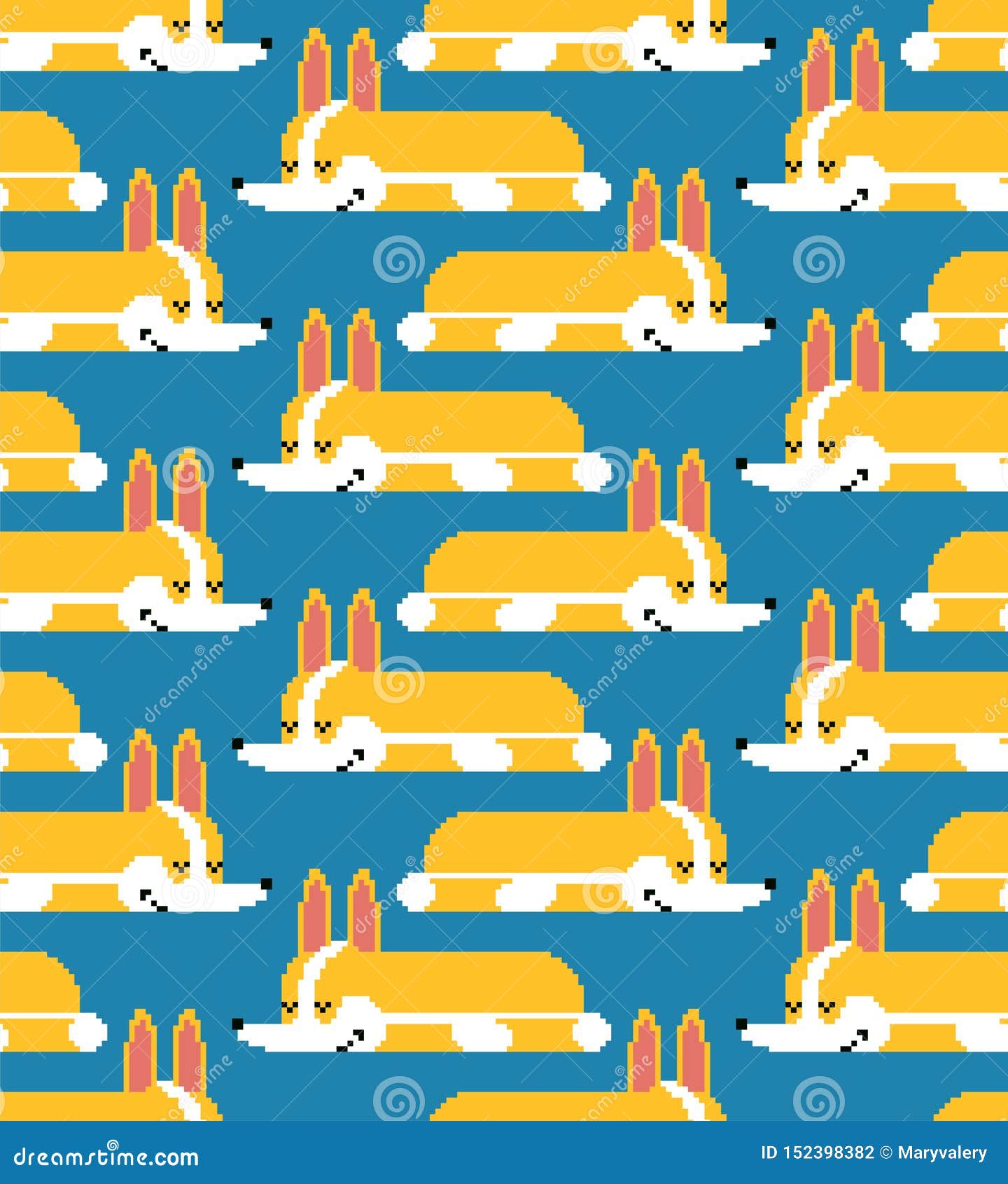 Corgi Pixel Art Pattern Seamless. Small Dog Background 8 Bit Stock ...