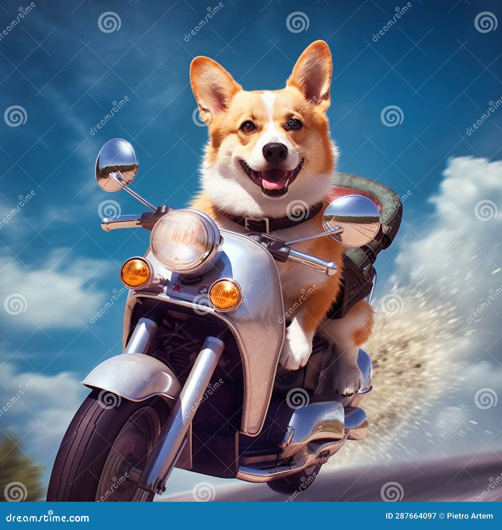 Corgi Riding a Motorcycle. Generative AI Stock Image - Image of scooter ...
