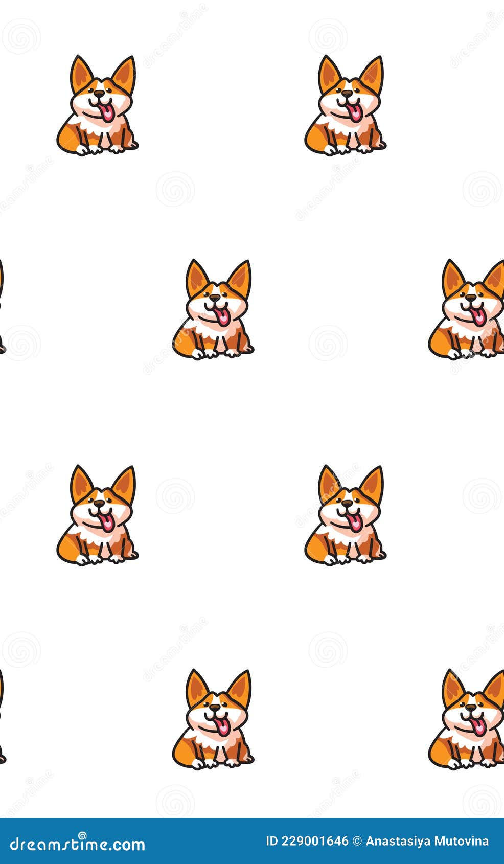 Corgi seamless pattern stock vector. Illustration of funny - 229001646
