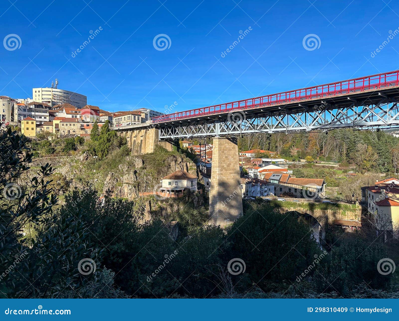 Corgo River Metallic Road Bridge Stock Image - Image of pedestrian ...