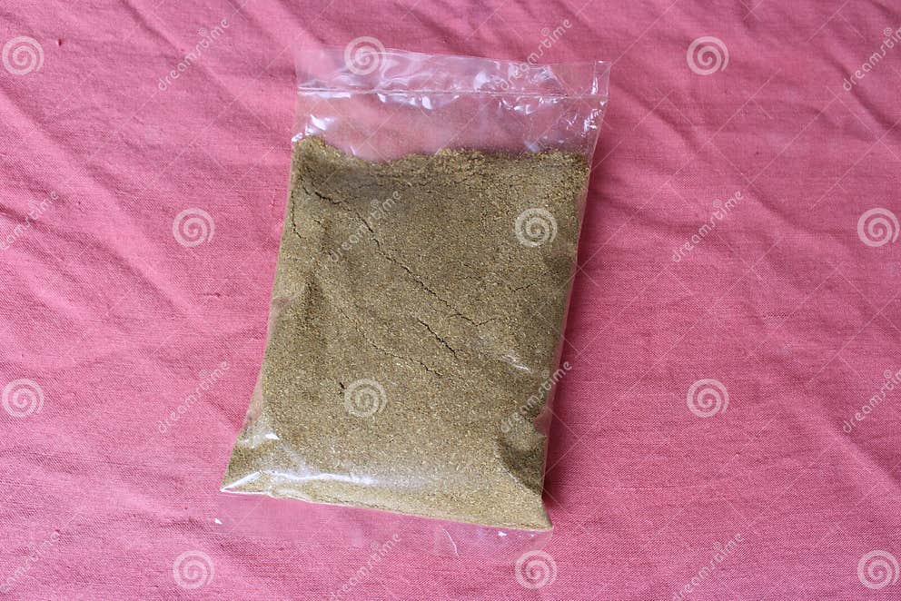 Coriander Powder in Polythene Packet Stock Photo - Image of spice ...