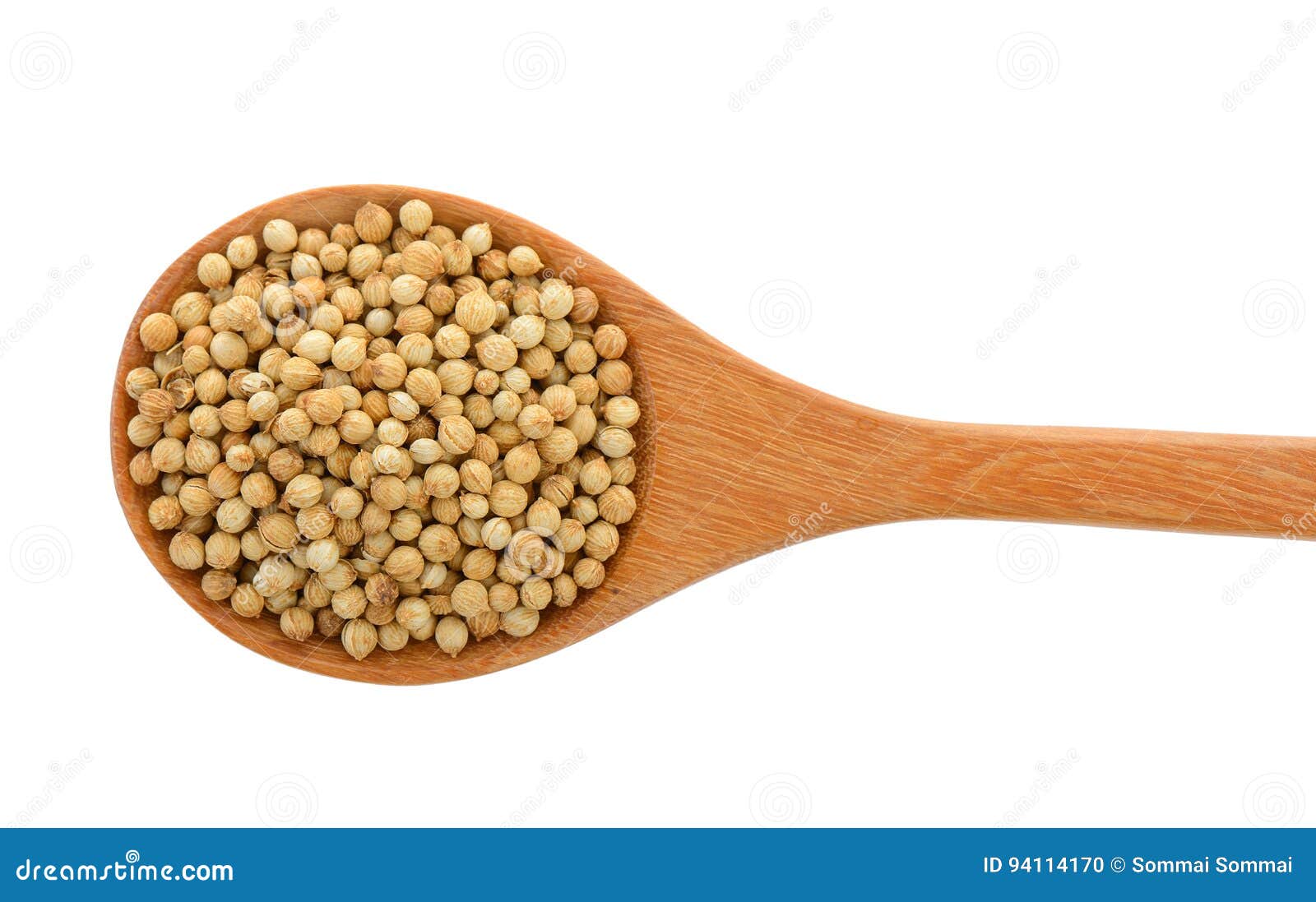 Coriander Seeds in Wood Spoon Stock Photo - Image of aromatic, seeds ...