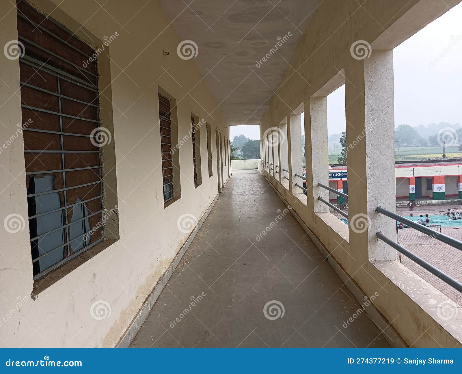 Coridor in school building stock image. Image of room - 274377219